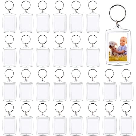 Amazon.com: 30pcs Acrylic Photo Frame Keyring,2.16 x 1.5inch/5.5 x 4cm ...