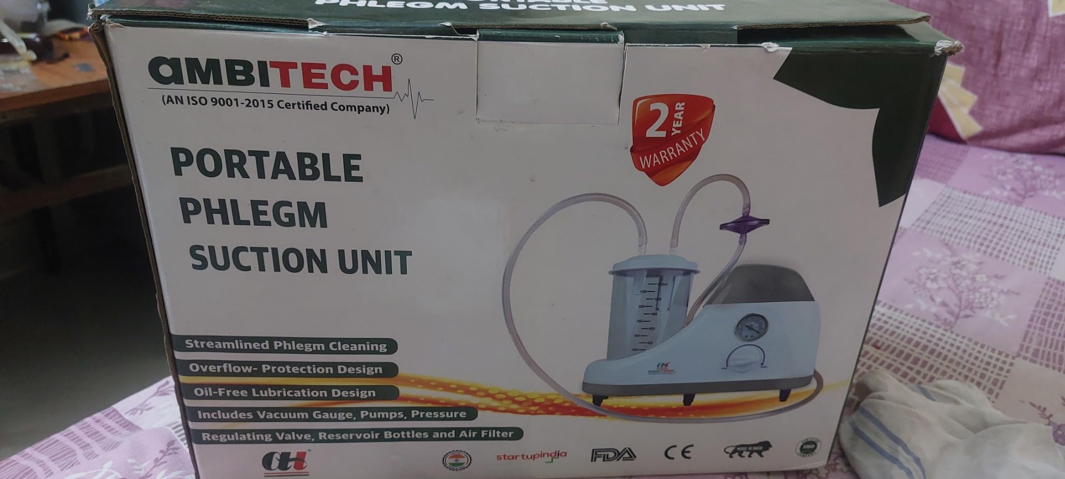 AmbiTech Portable phlegm Suction Unit 1000 ml Jar, Oil-free Lubrication ...