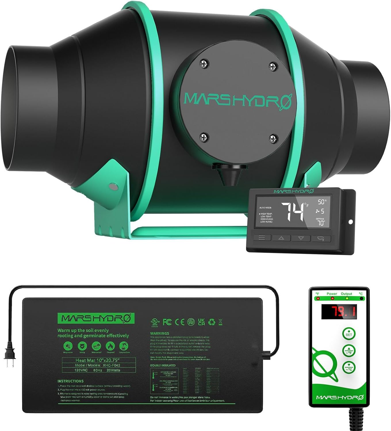 Amazon.com: MARS HYDRO 4 Inch Inline Duct Fan with Temp Controller ...