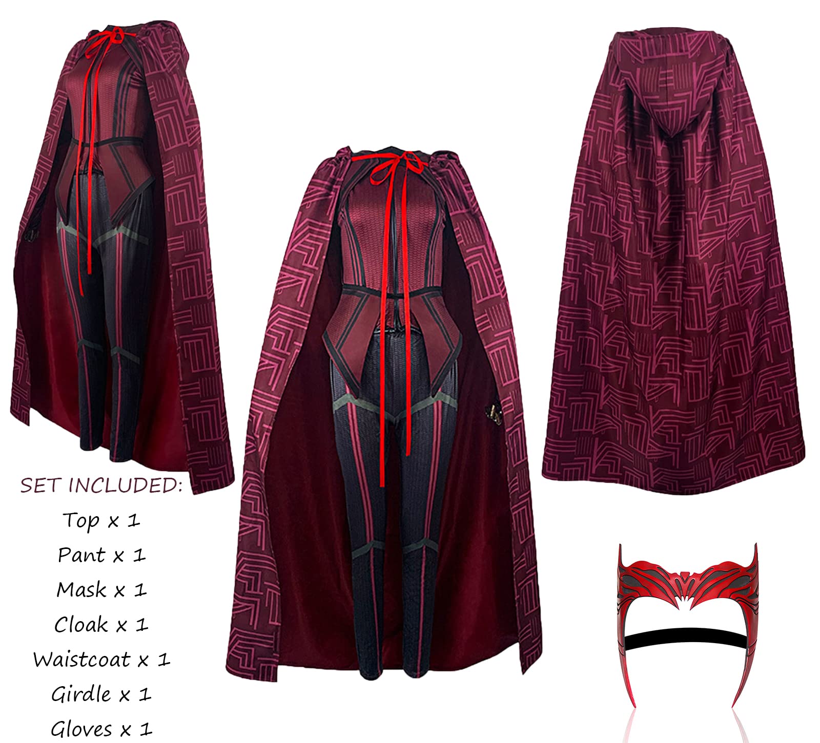 SINSEN Women's Wanda Maximoff Costume Scarlet Witch Cosplay Pant Suit ...