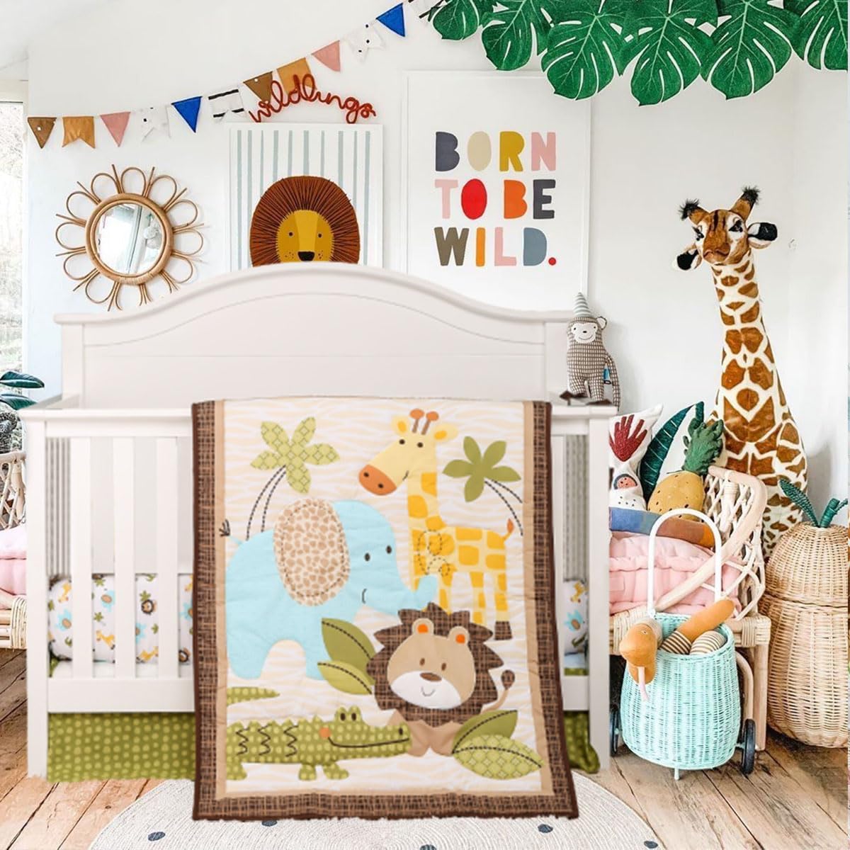 Amazon.com : Brandream Jungle Crib Bedding Set for Boys | 3 Piece Lion ...