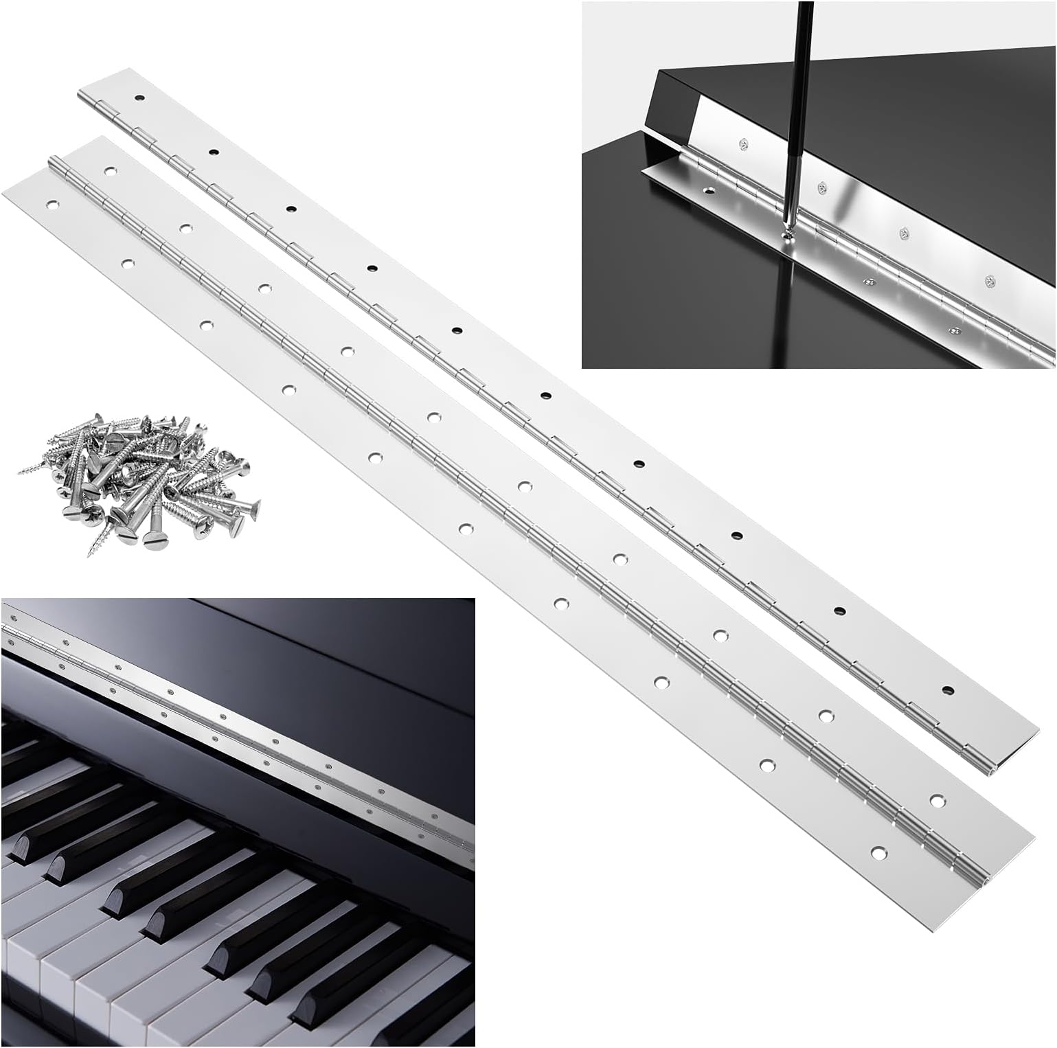 WENQUIT Wide Piano Hinges 24Inch x 3Inch, 2PCS Heavy Duty Stainless ...