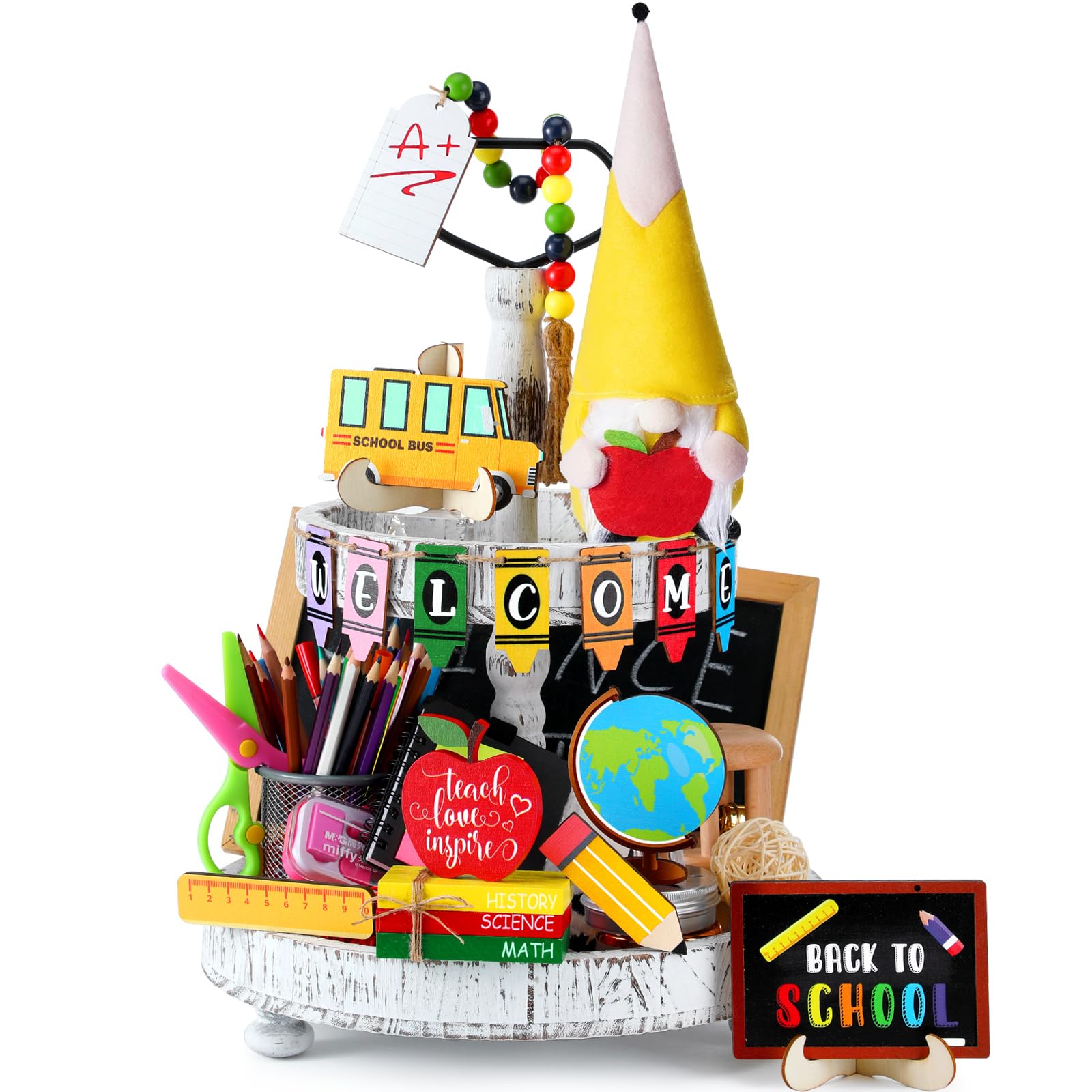 Amazon.com: Soaoo 16 Pcs Back to School Tiered Tray Decor Gnome Plush ...