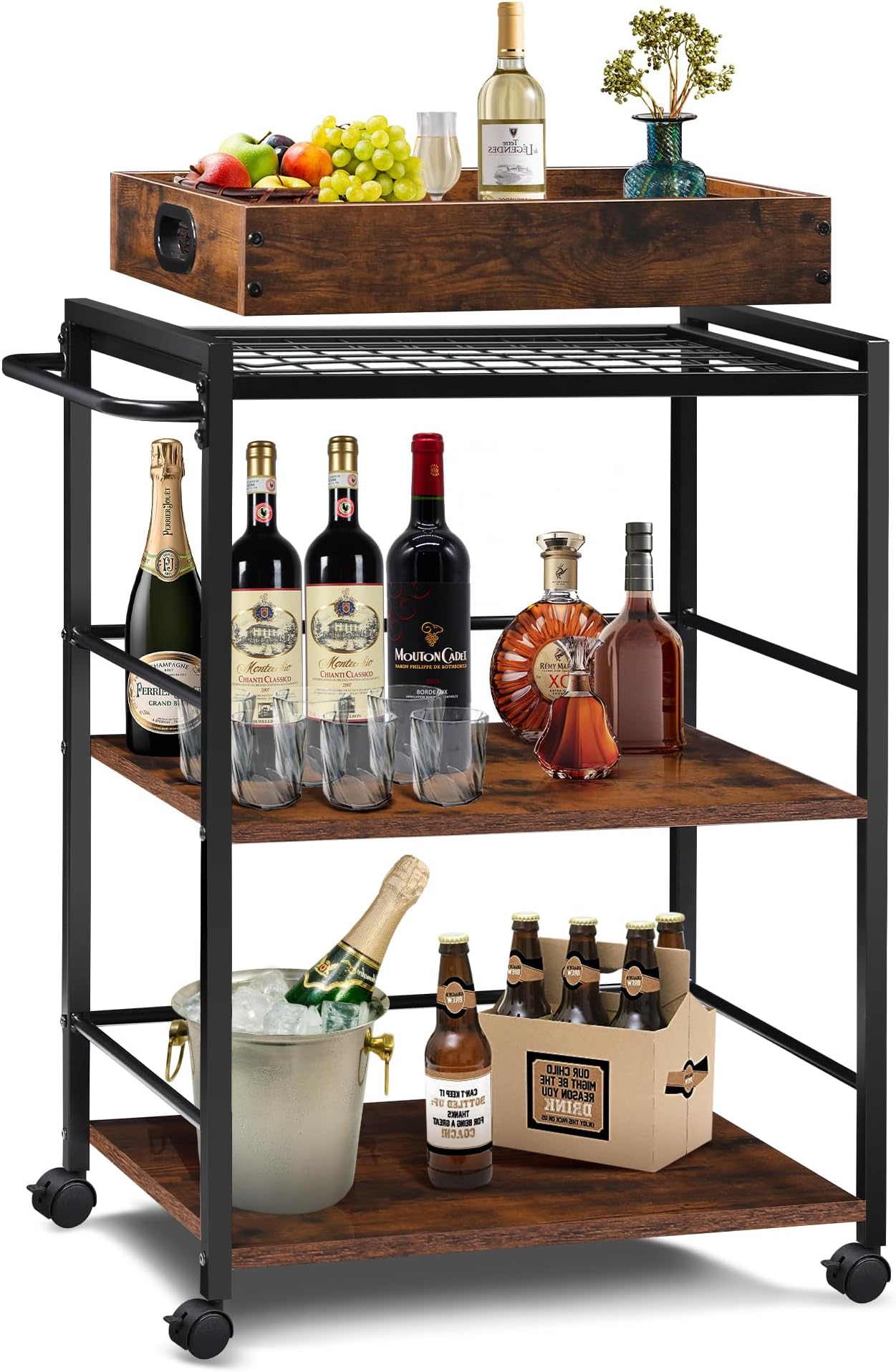 Amazon.com - BETTAHOME Home Bar Drink Serving Cart with Removable Tray ...