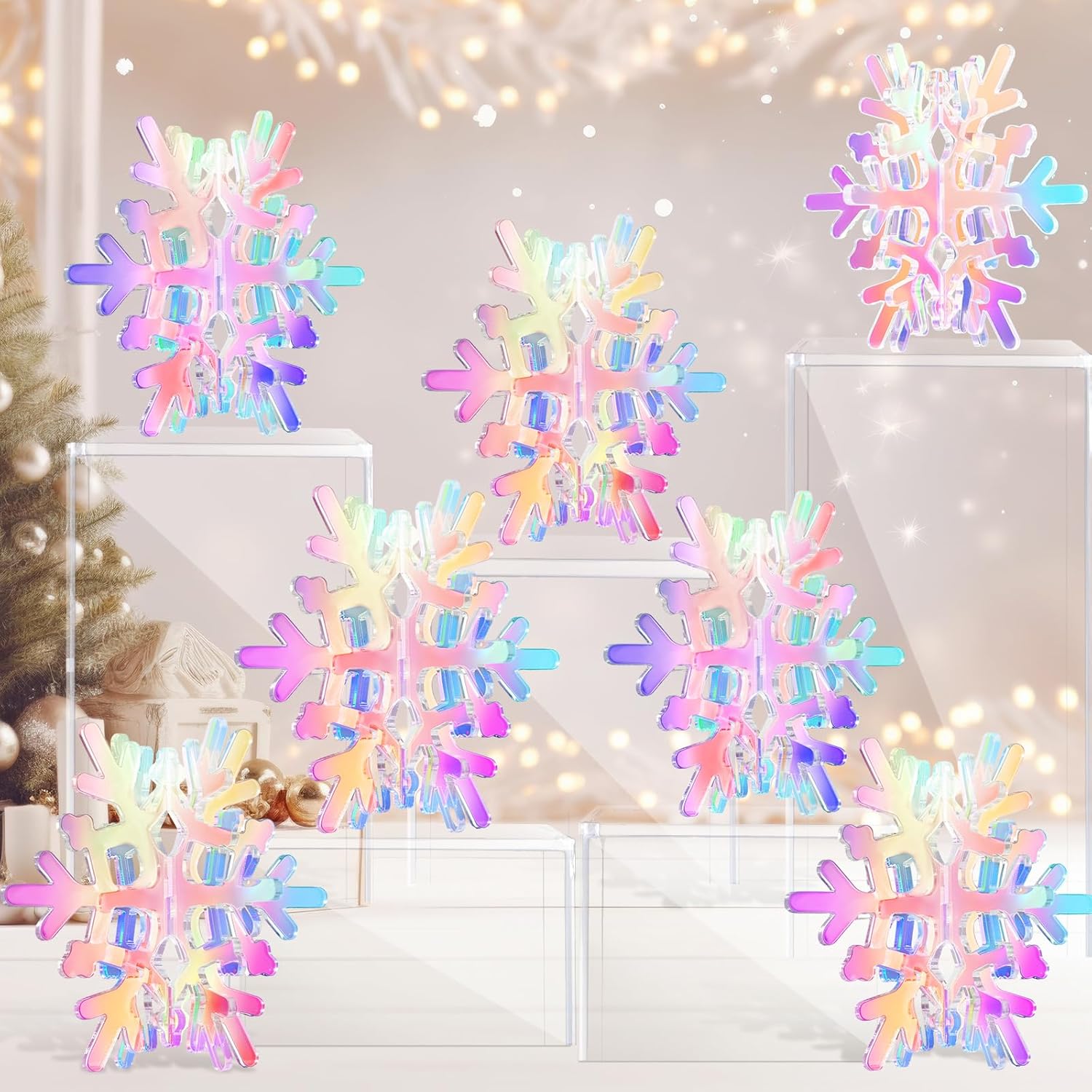 Amazon.com: Marsui 8 Pcs Winter Acrylic Iridescent Snowflake Table ...