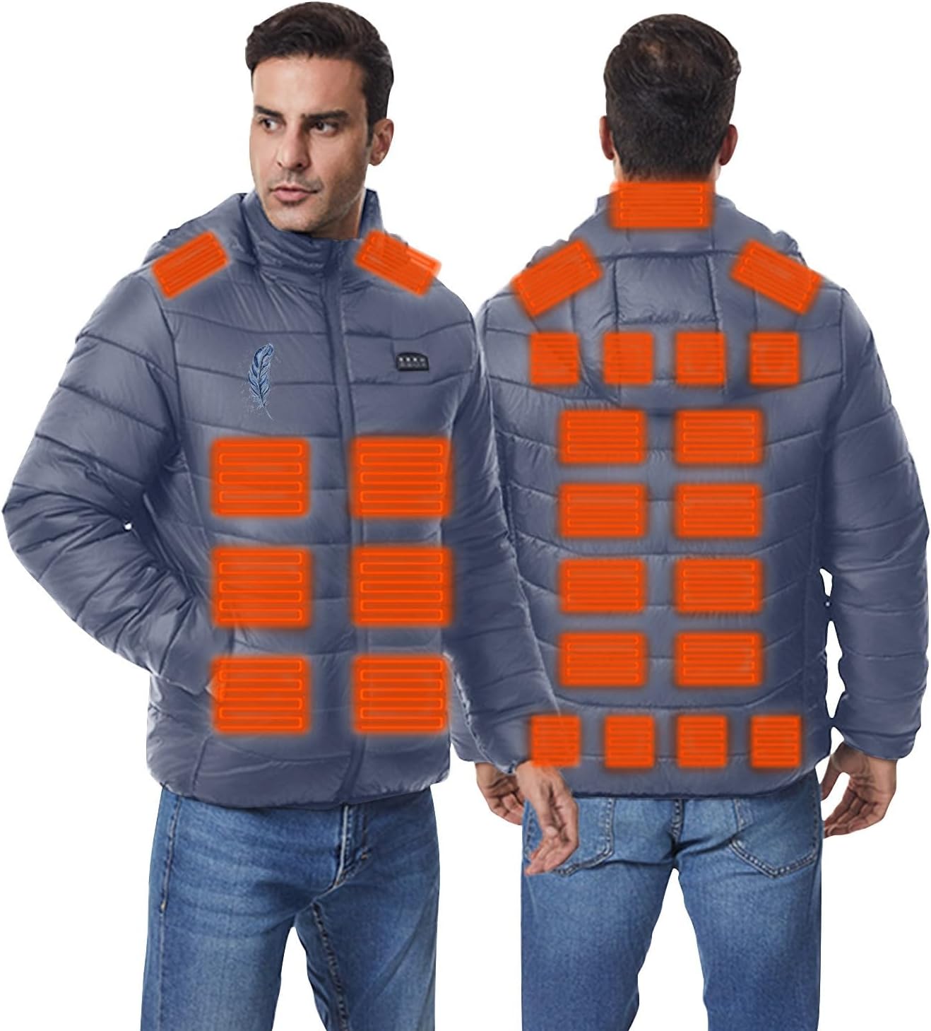 Unisex Winter Heated Jacket 27 Heating Zones 4 Heating Levels Quilted ...