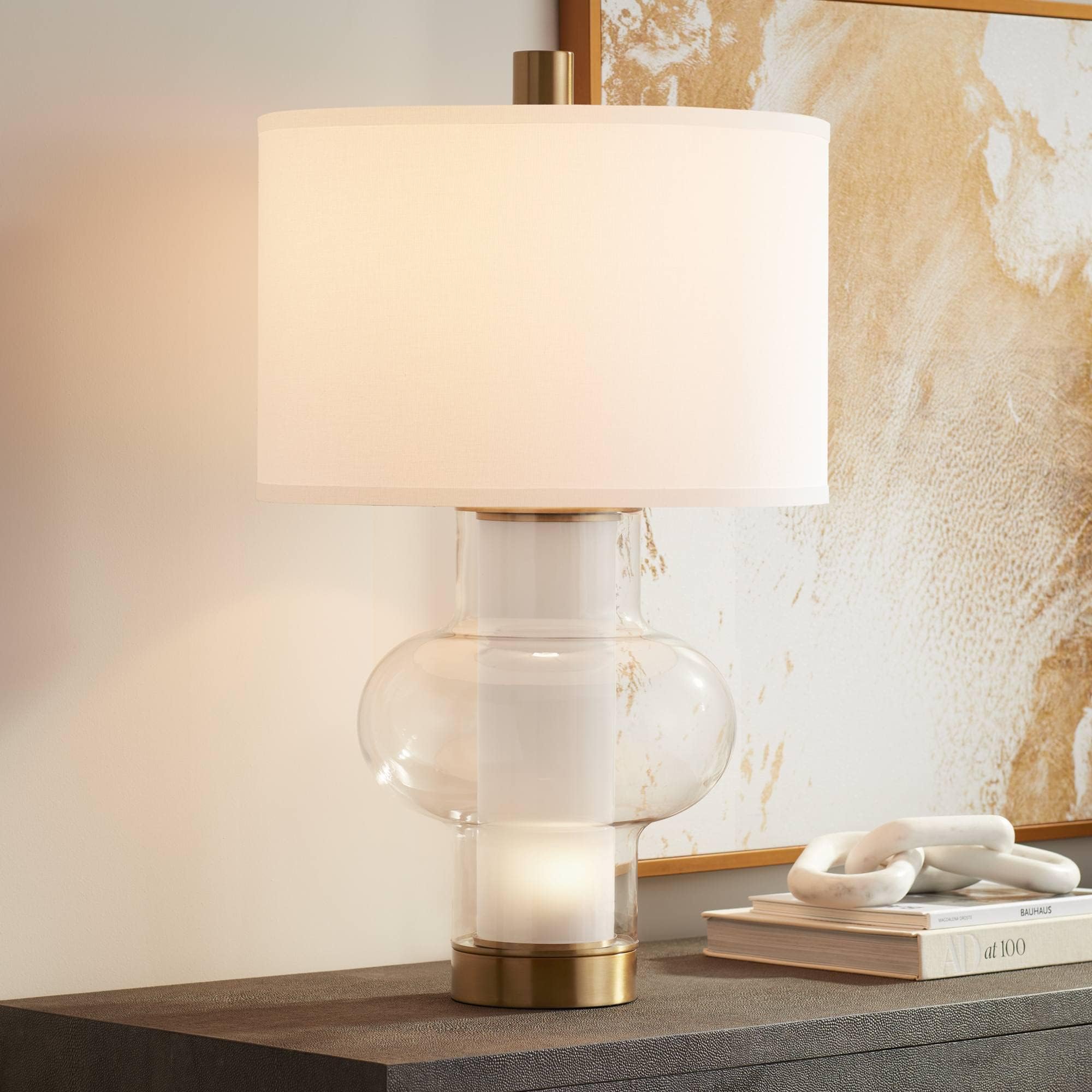 Possini Euro Design Blake Modern Mid Century Table Lamp with Nightlight ...