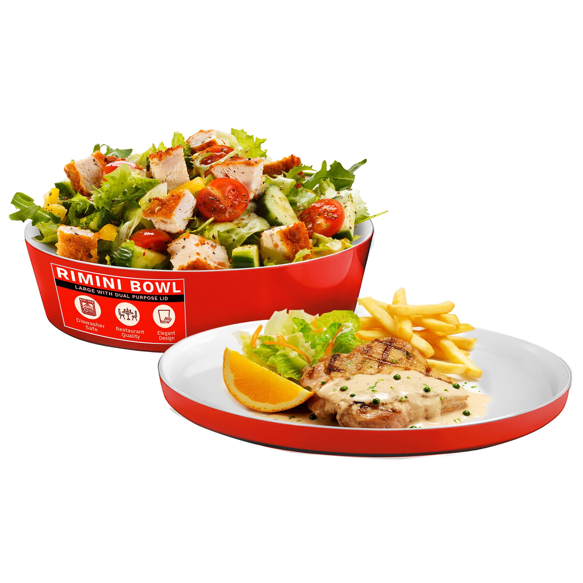Impulse Rimini Large Red Melamine Bowl Bright And Stylish Lid ...