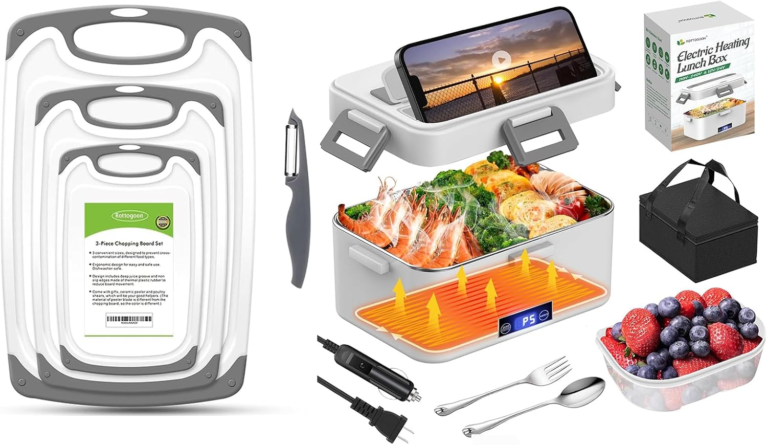 Amazon.com: Plastic Chopping Board Set of 4 with Non-Slip Feet and 12V ...