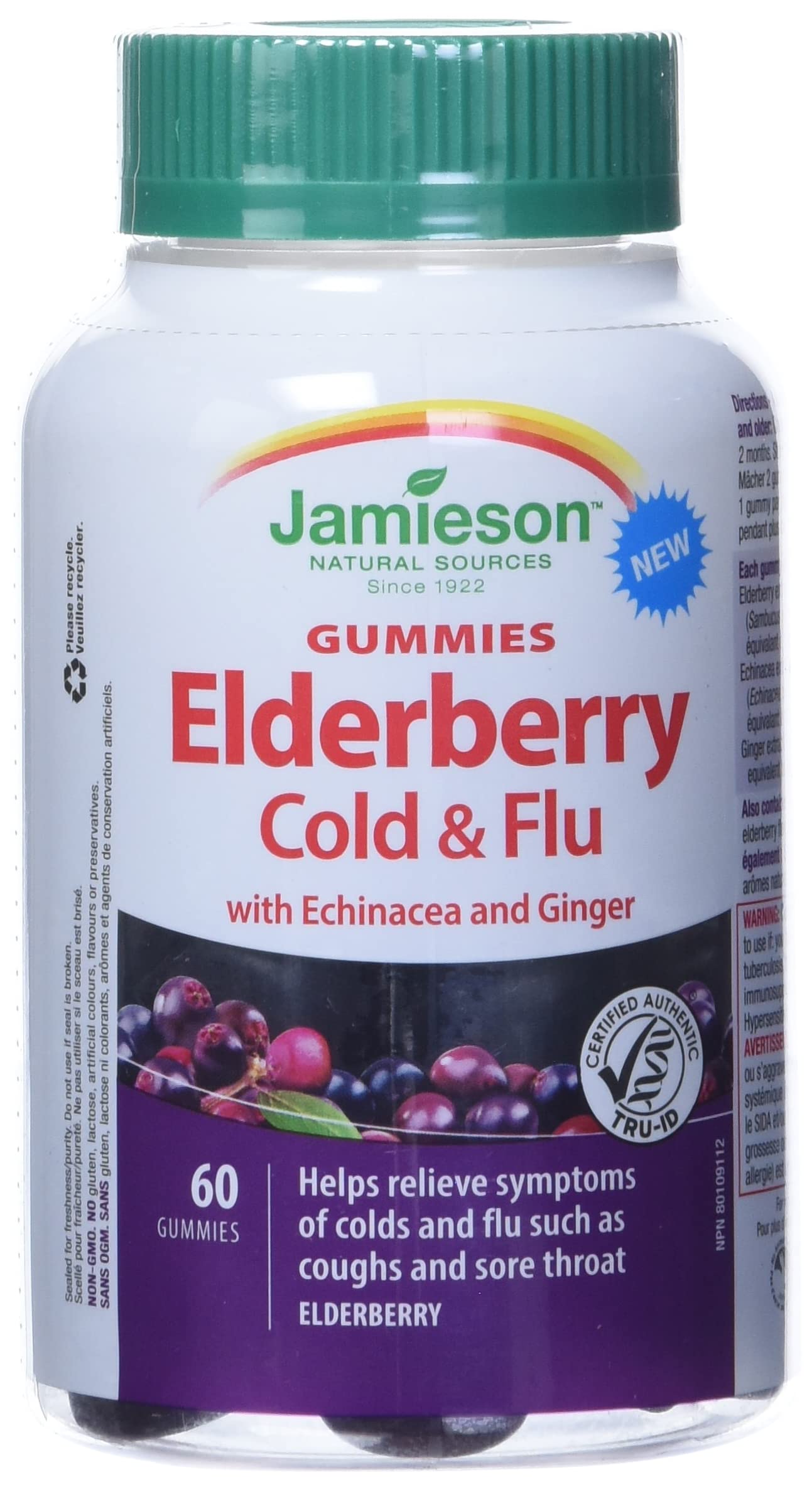 Jamieson Elderberry Cold and Flu Gummies : Amazon.ca: Health & Personal ...