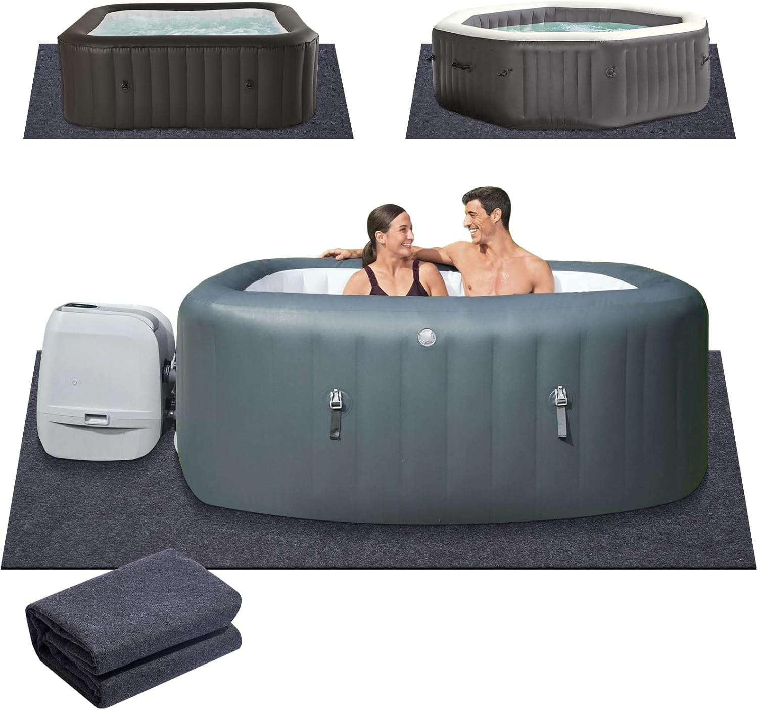 Amazon.com: Alyclip 90'' X 90" Thick & Big Inflatable Hot Tub Mat ...