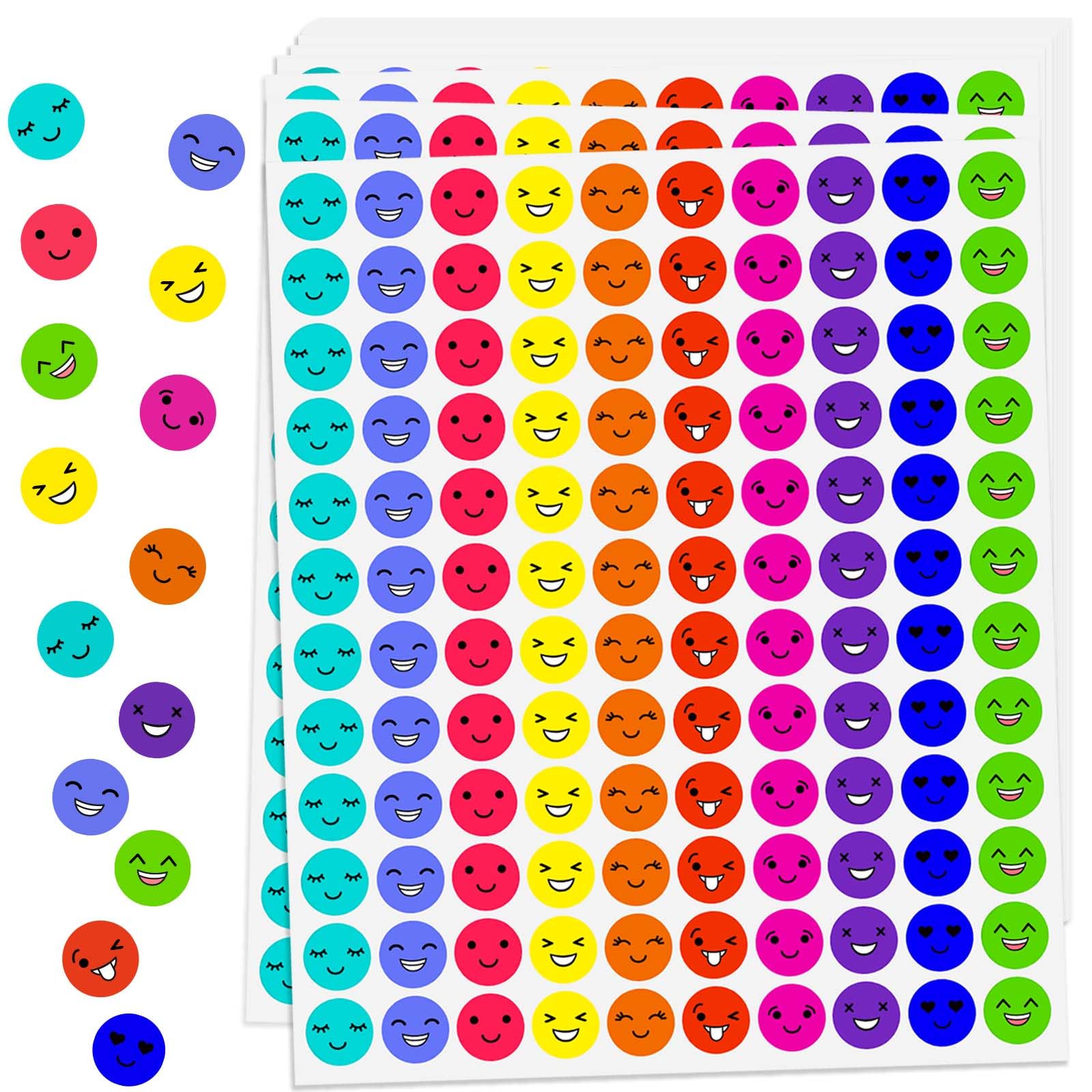 Happy Smile Face Stickers Small Happy Face Sticker 10 Colors ...