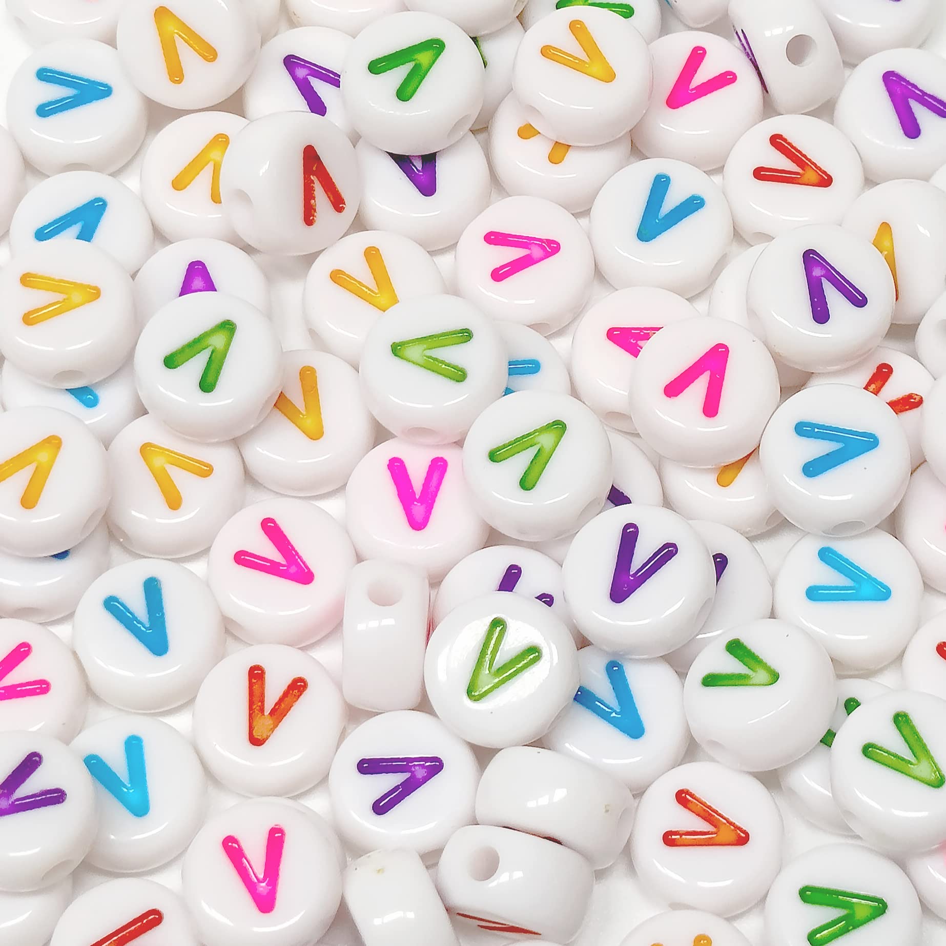 Amazon.com: Bxwoum 100PCS Letter V Beads 4X7mm Acrylic Alphabet Beads ...
