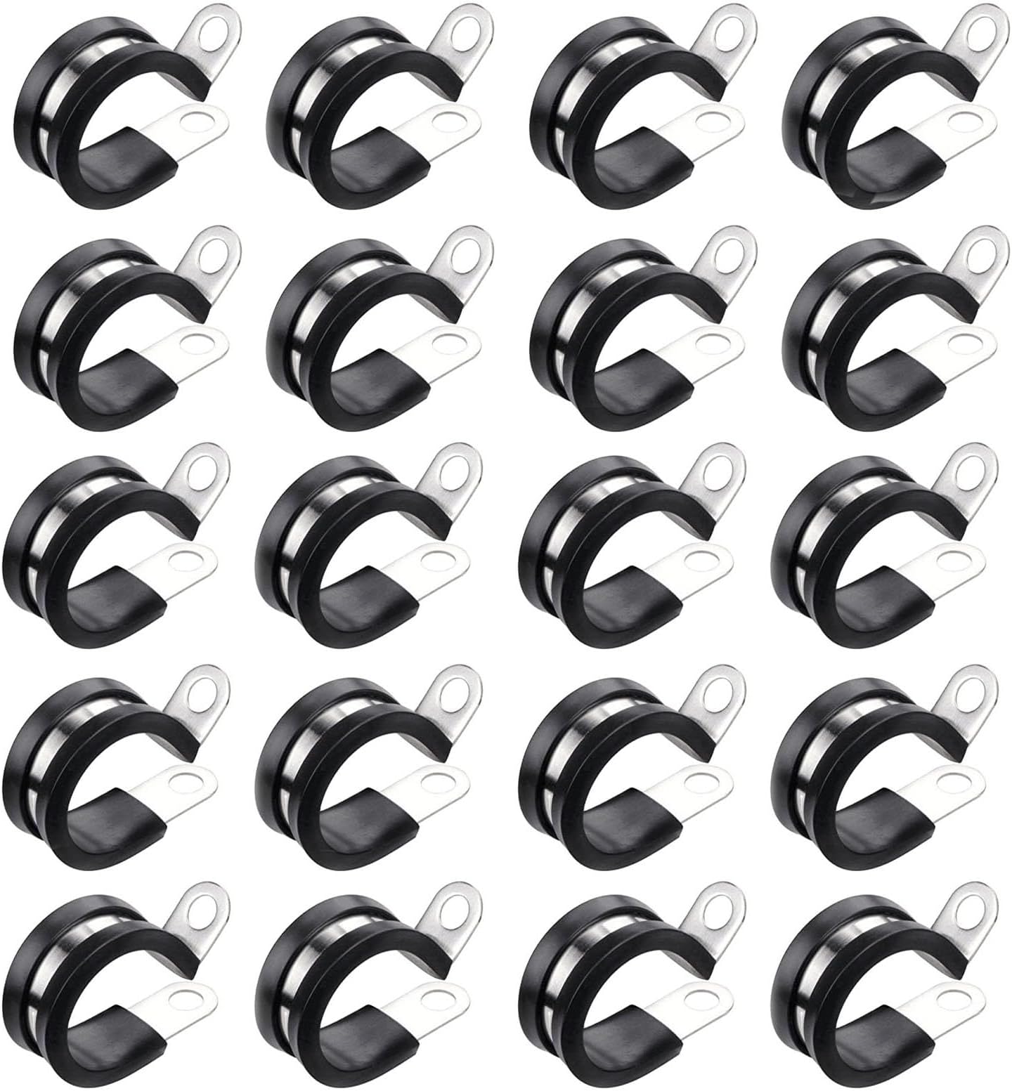 GTSE 100 Pack of Black Nylon P-Clips, 12.7mm (1/2") Diameter, Plastic ...