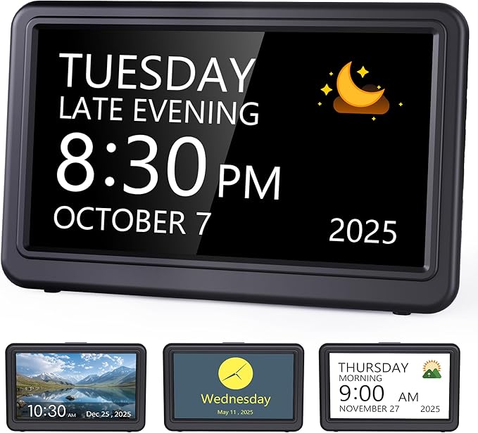 Amazon.com: Raynic Date Clock, Digital Calendar Clock with 12 Themes ...