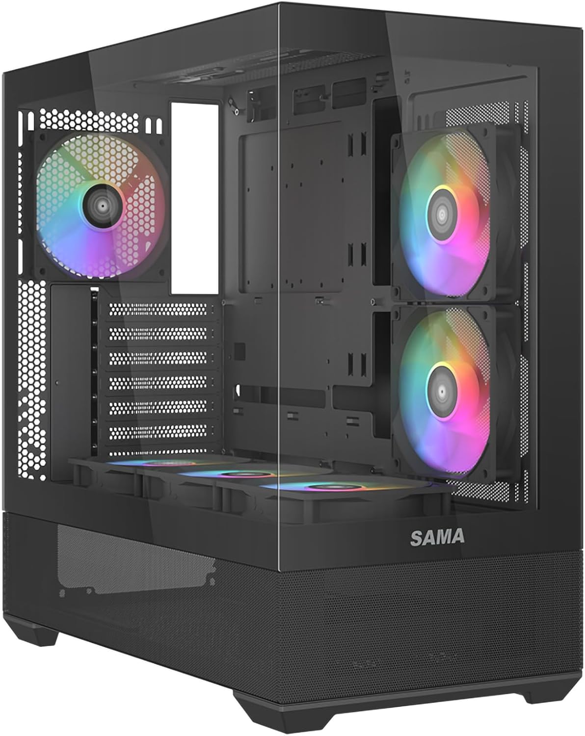 Amazon.com: SAMA V40 Mid Tower ATX Case – 6X 120mm ARGB PWM Fans Pre ...