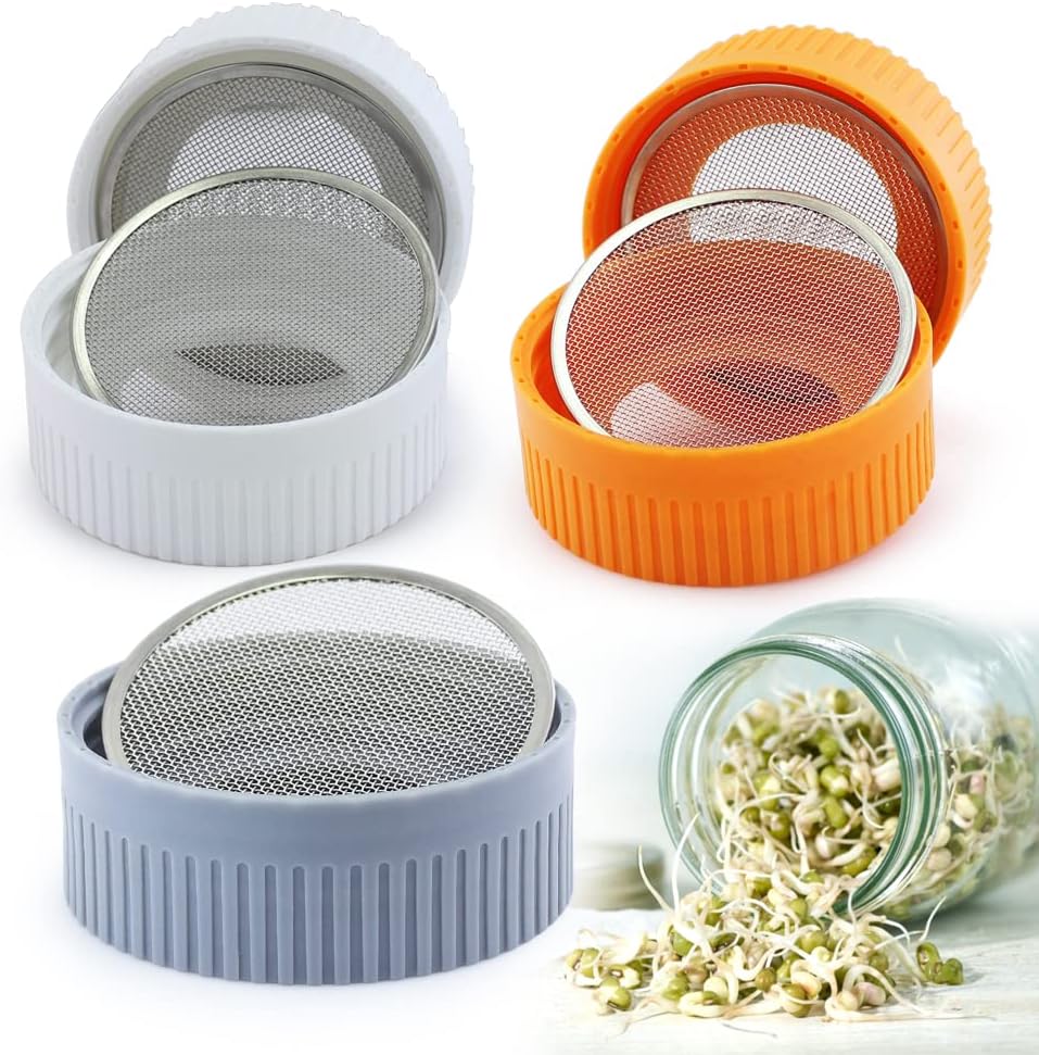 Amazon.com: 5 Pack Sprouting Lids for Wide Mouth Mason Jars, Plastic ...