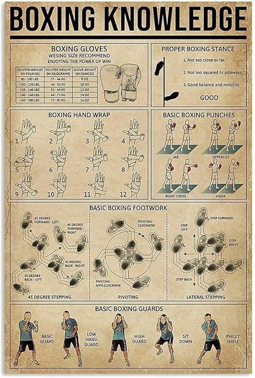 Amazon.com: Starotore Boxing Knowledge Metal Sign Wall Decor Boxing ...