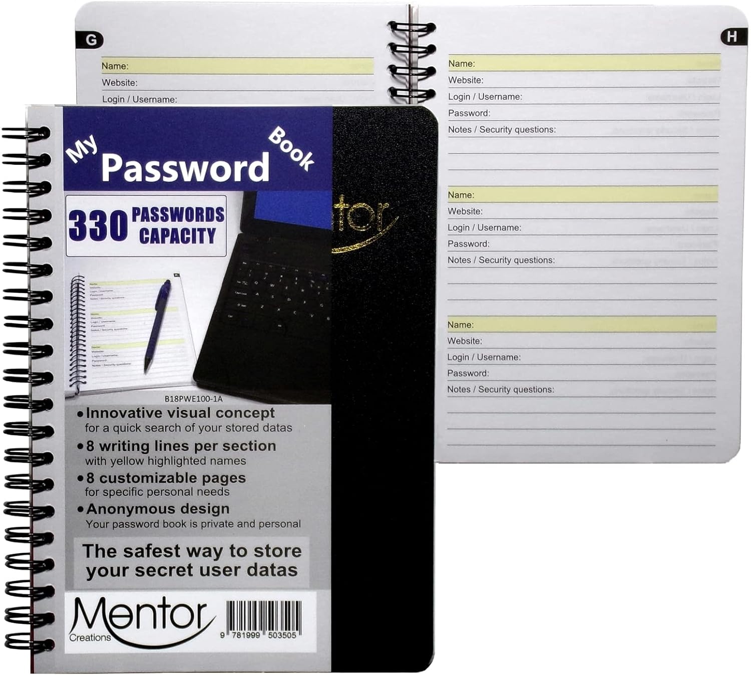 Amazon.com : My Password Book - 7" X 5" Quick Search Design Password ...