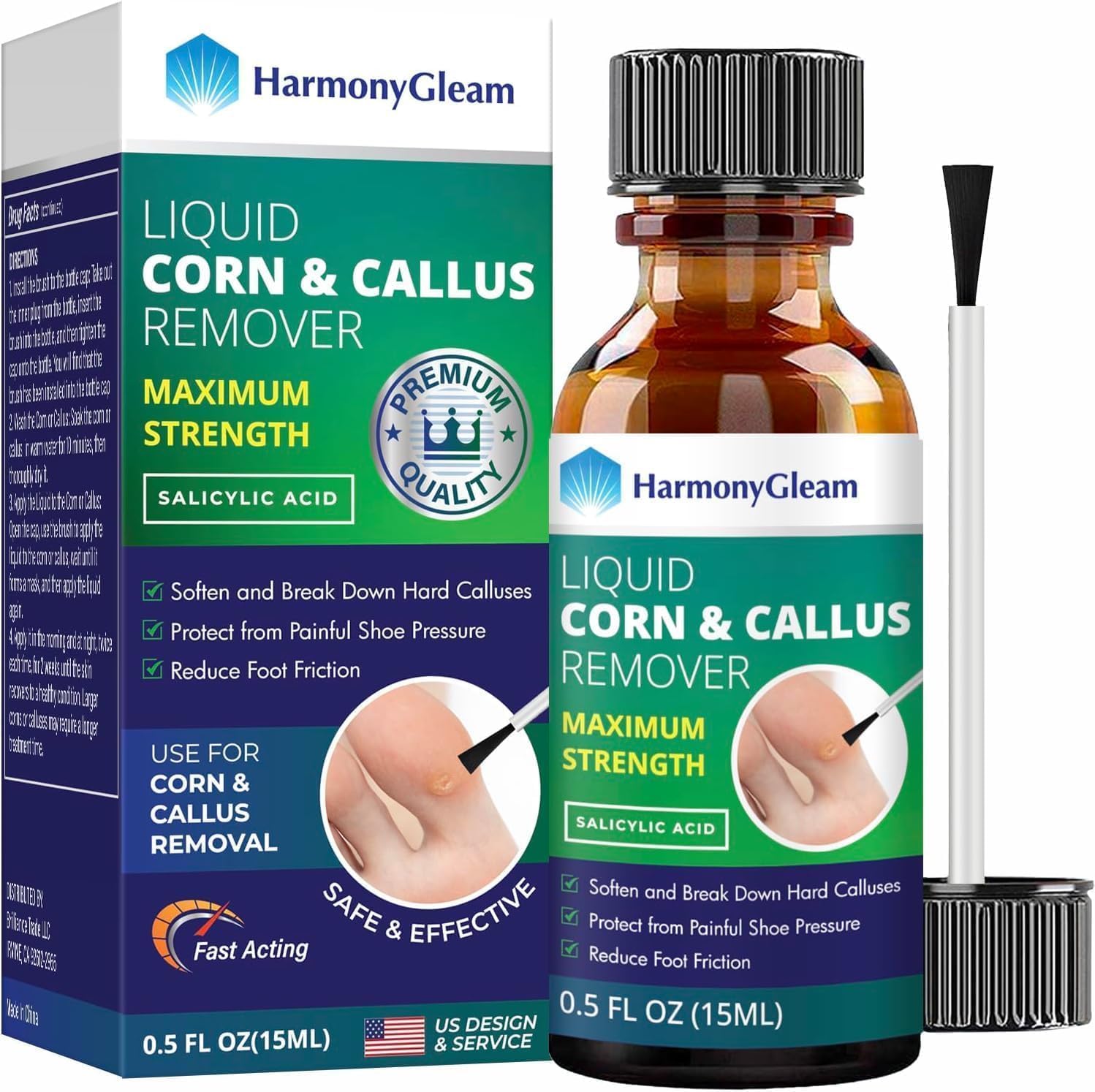 Amazon.com: HarmonyGleam Corn Removal for Feet: Liquid Salicylic Acid ...