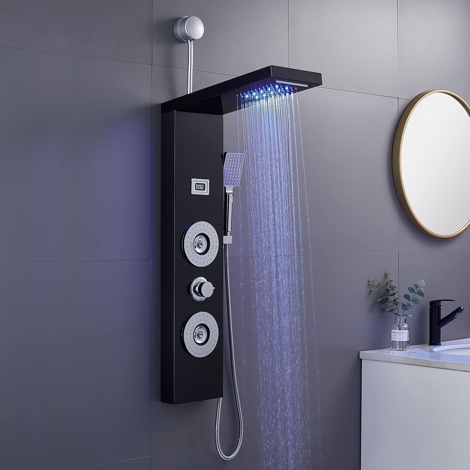 ROVOGO Retrofit Shower Panel with LED Rain Shower, 2 Body Jets and ...