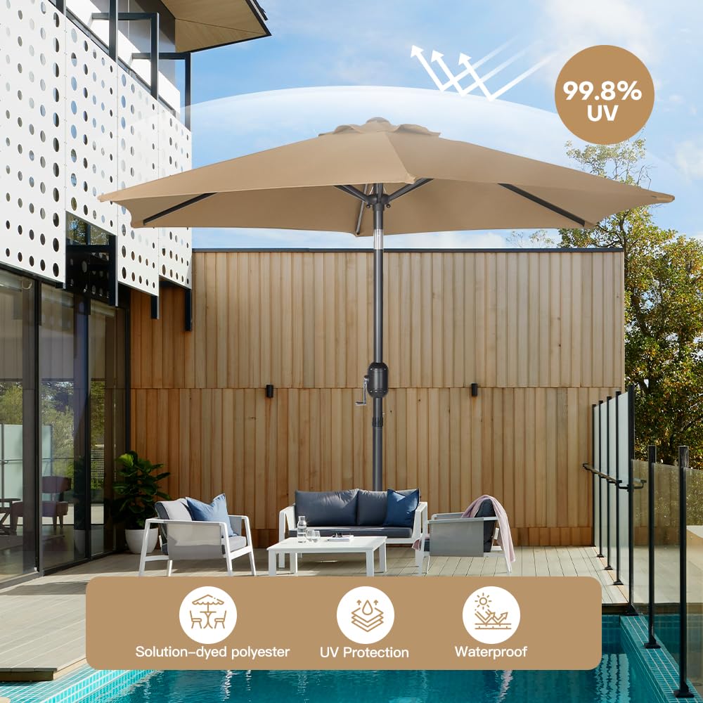 Snapklik.com : Panana 7.5ft Garden Parasol Sun Shade Outdoor Umbrella 6 ...