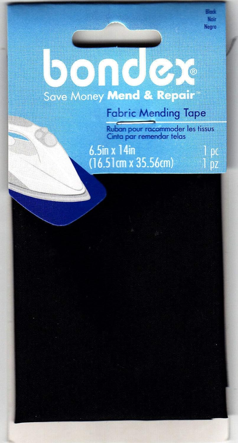 Amazon.com: BONDEX 6 1/2" X 14" Black Fabric Iron ON Mending Tape NO ...