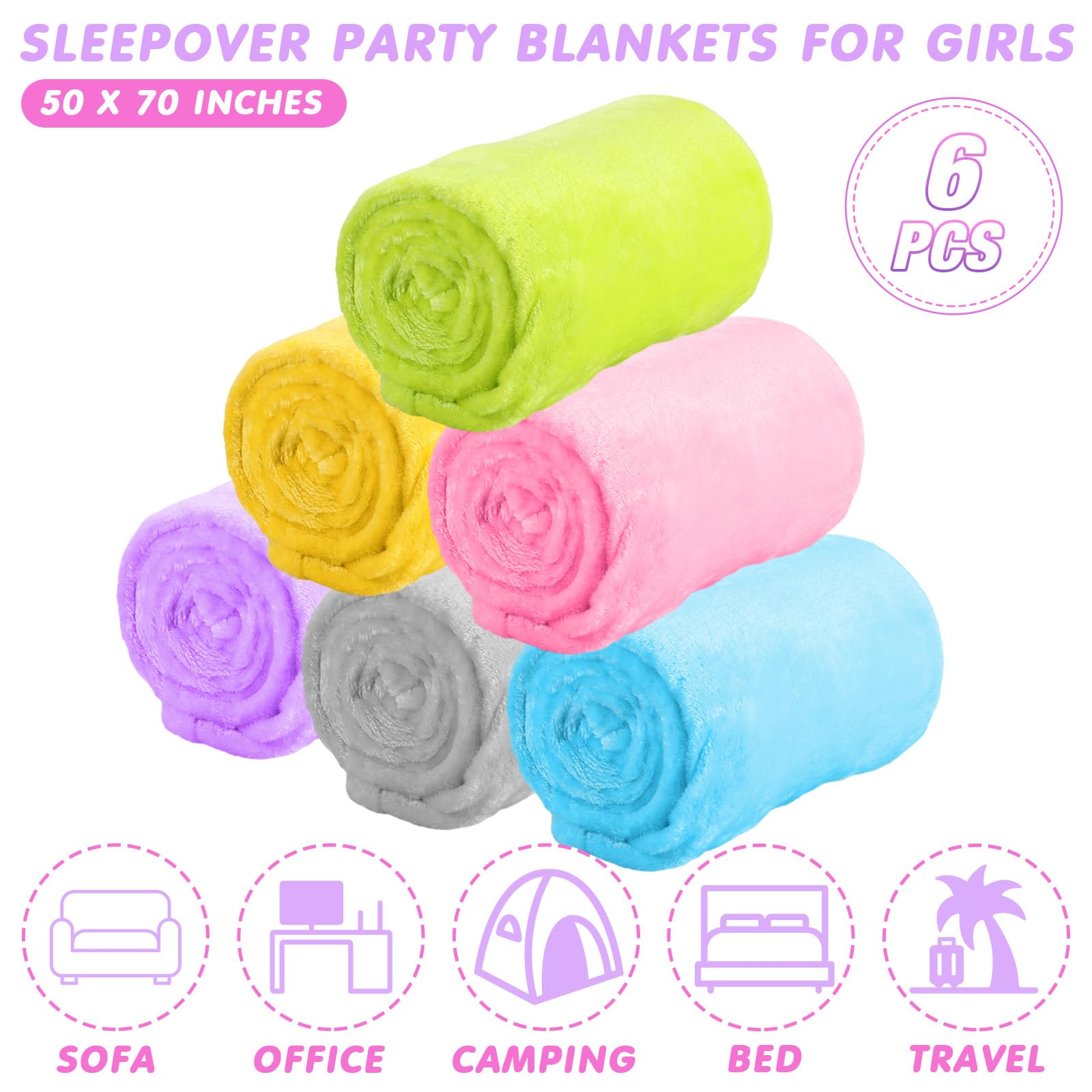 Snapklik.com : SmoothNovelty 6 Pcs Fleece Sleepover Blanket For Girl ...