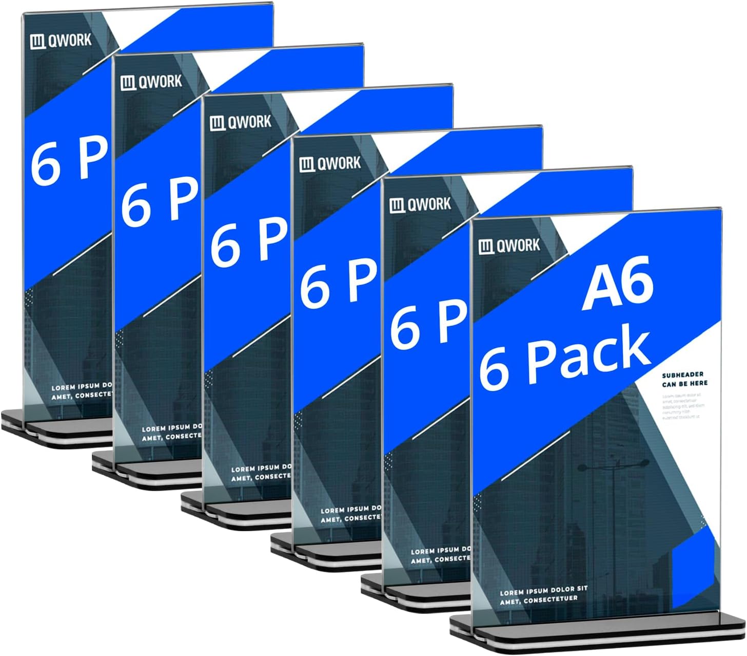 QWORK® 6 Pack A6 Acrylic Sign Holder with Base, Double Sided Acrylic ...