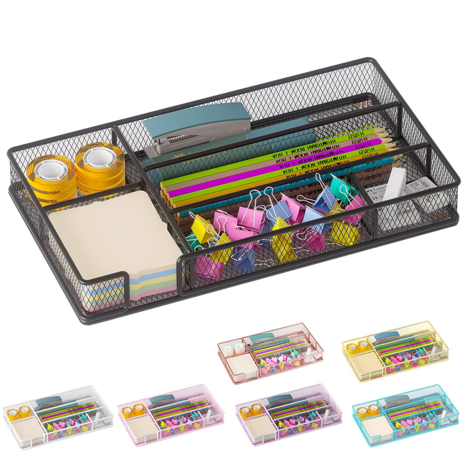 Amazon.com: Becomrock Desk Drawer Organizer Tray, Mesh Desk Organizer ...