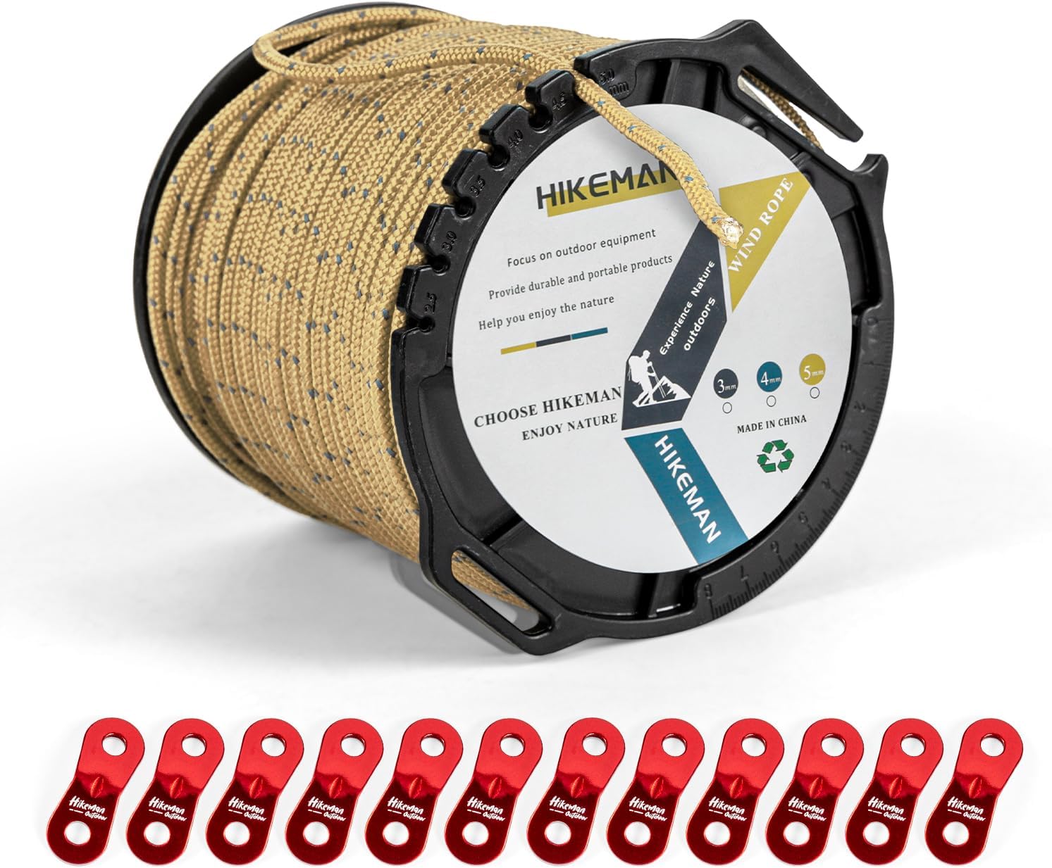 Amazon.co.jp: パラコード ガイロープ 4mm 反射 テントロープ - 耐荷重400kg 12芯 30m巻 自在金具付き ガイドロープ 細引き キャンプ タープ アウトドア ...