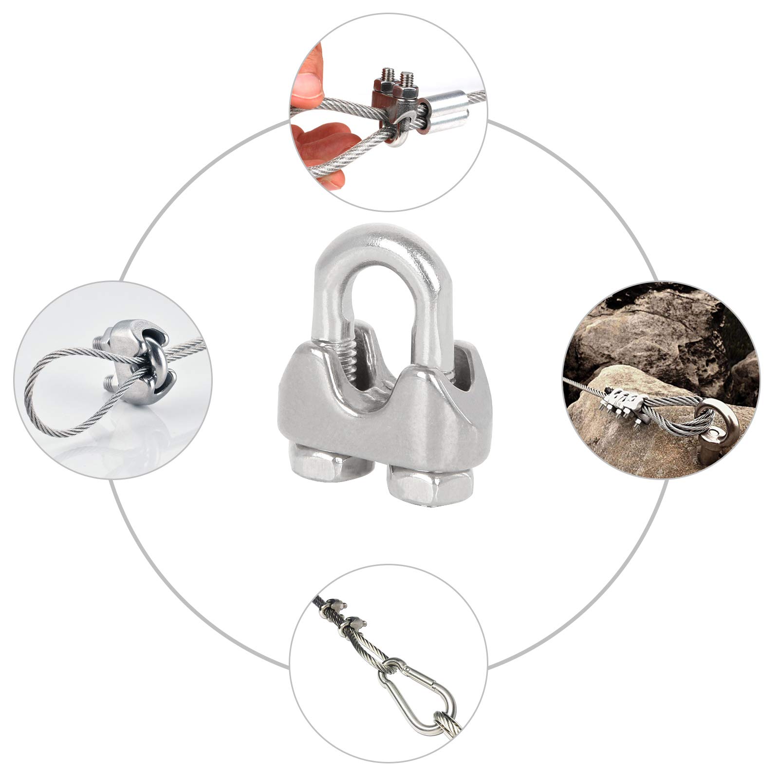 Snapklik.com : 40 PCS 1/8 Inch Cable Clamps Stainless Steel Wire Cable ...