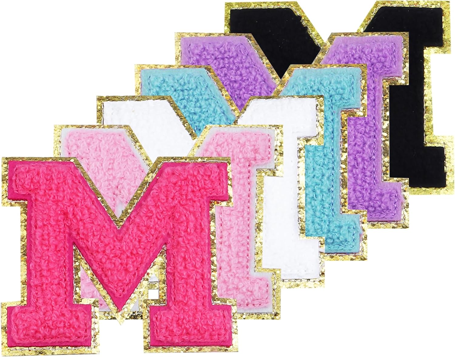Amazon.com: 6Pcs 3.1 Inch Iron on Chenille Letter Patches, Glitter ...