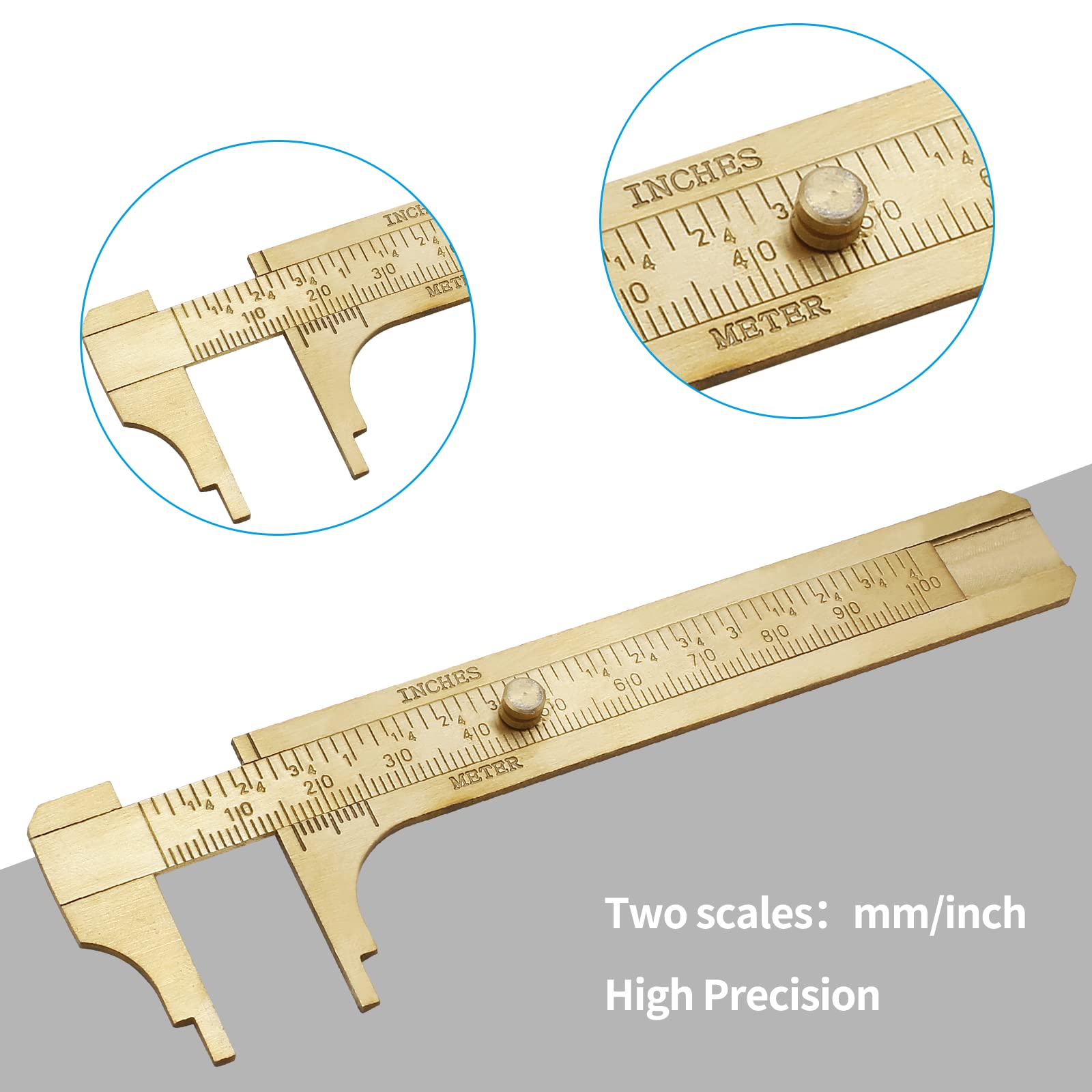 Snapklik.com : Kyuionty Brass Pocket Vernier Caliper Ruler, Sliding ...