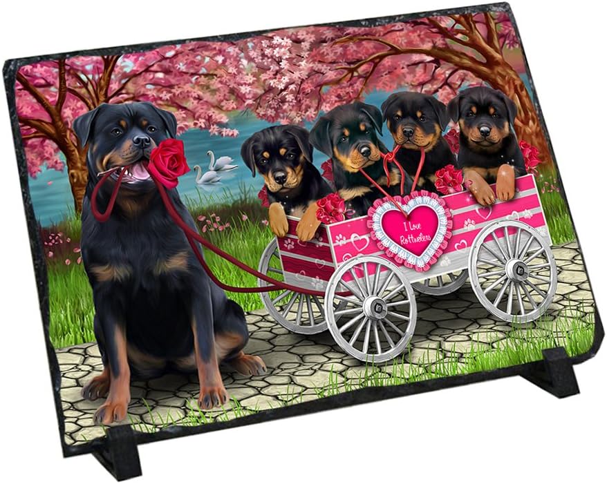 Amazon.com: I Love Rottweilers Dog in a Cart Photo Slate SLT48525 ...