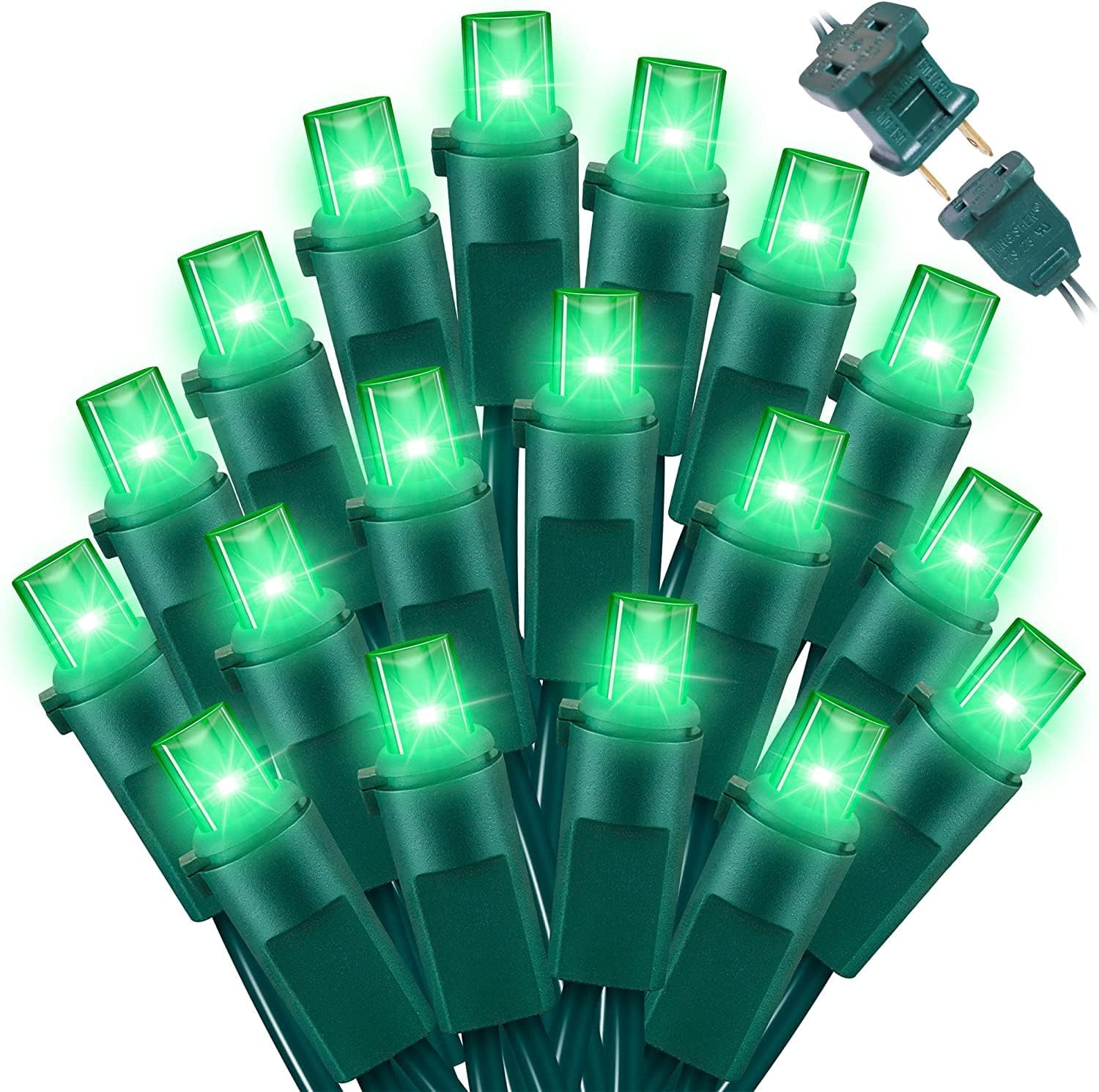 Amazon.com: YULETIME Green Faceted LED Christmas Lights 200 Count 50 ft ...