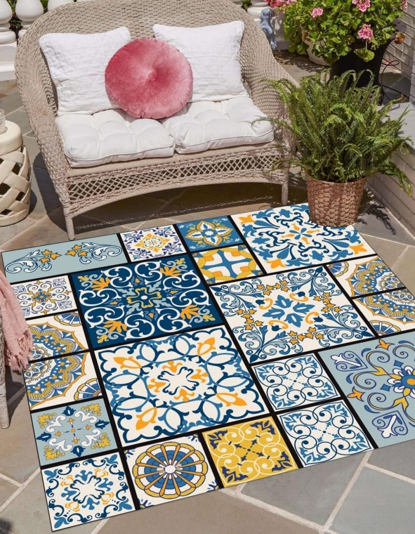 Amazon.com: Traditional Patckwork Floral Area Rug 6x6 Multi Paisley ...