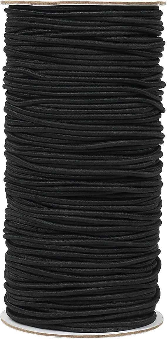 Amazon.com: Black Elastic Cord, 328 Feet 2mm Stretchy String for ...