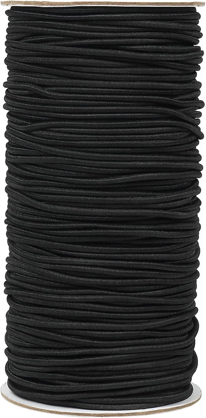Amazon.com: Black Elastic Cord, 328 Feet 2mm Stretchy String for ...
