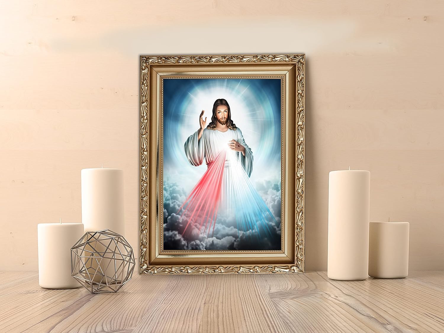 Jesus Wall Art In The Clouds Shining Light Painting – Jesus Christ Wall ...
