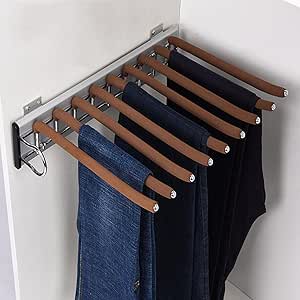 Amazon.com: 9 Arms Side Mounted Sliding Pants Rack,Steel Sliding ...