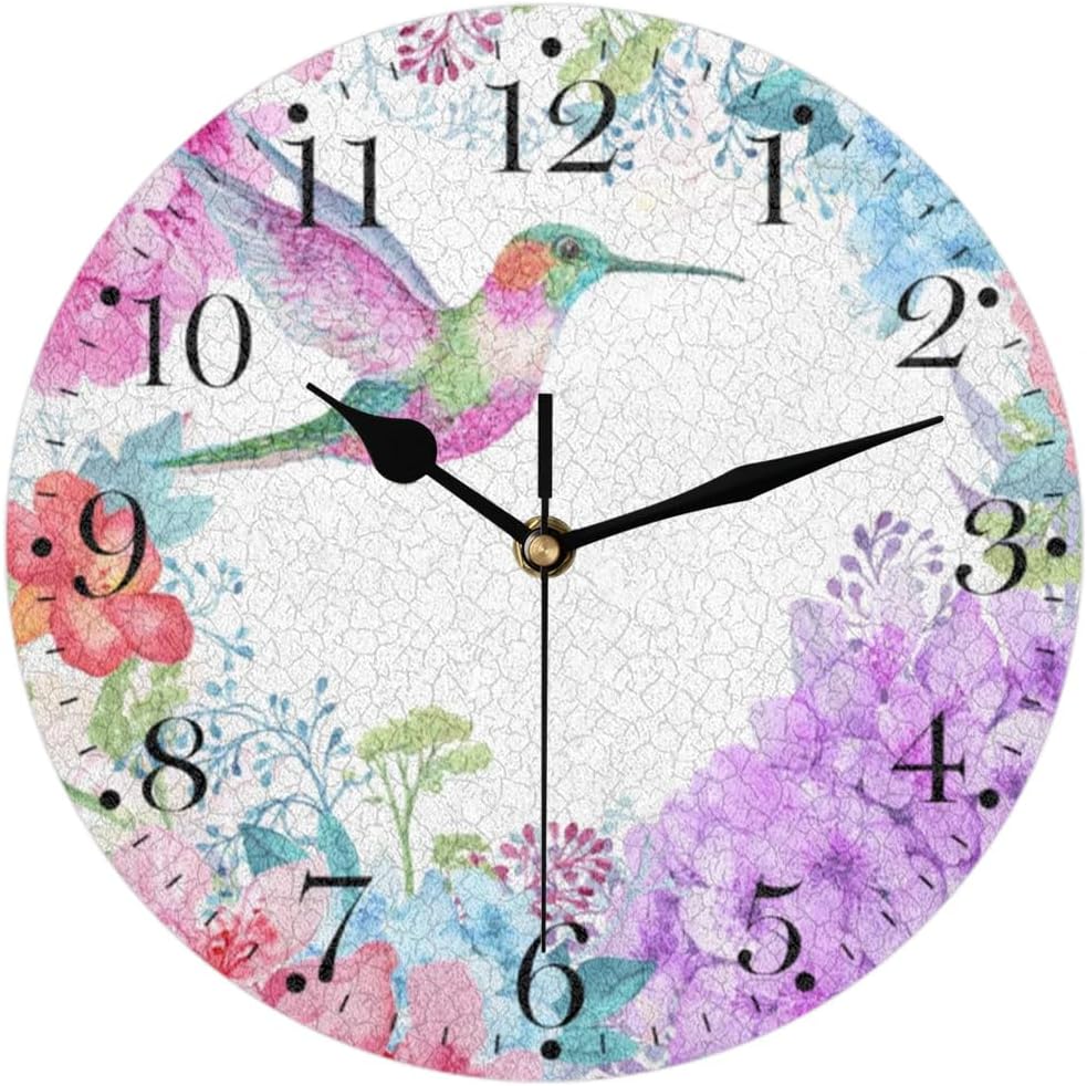 Amazon.com: Shawcampfloor Birds and Flowers Wall Clock - Birds Silent ...