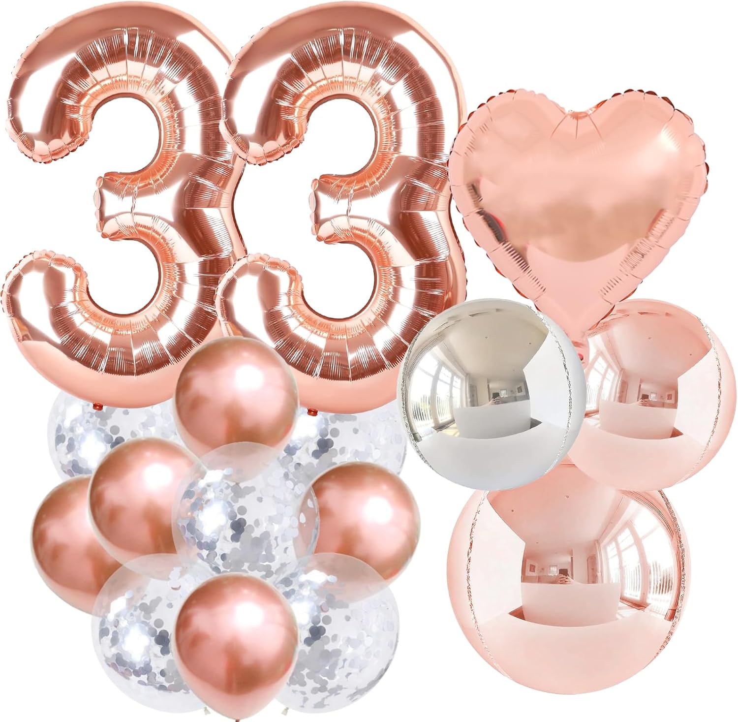 Amazon.com: 16Pcs Rose Gold 33 Balloon Numbers 40 Inch, Rose Gold ...