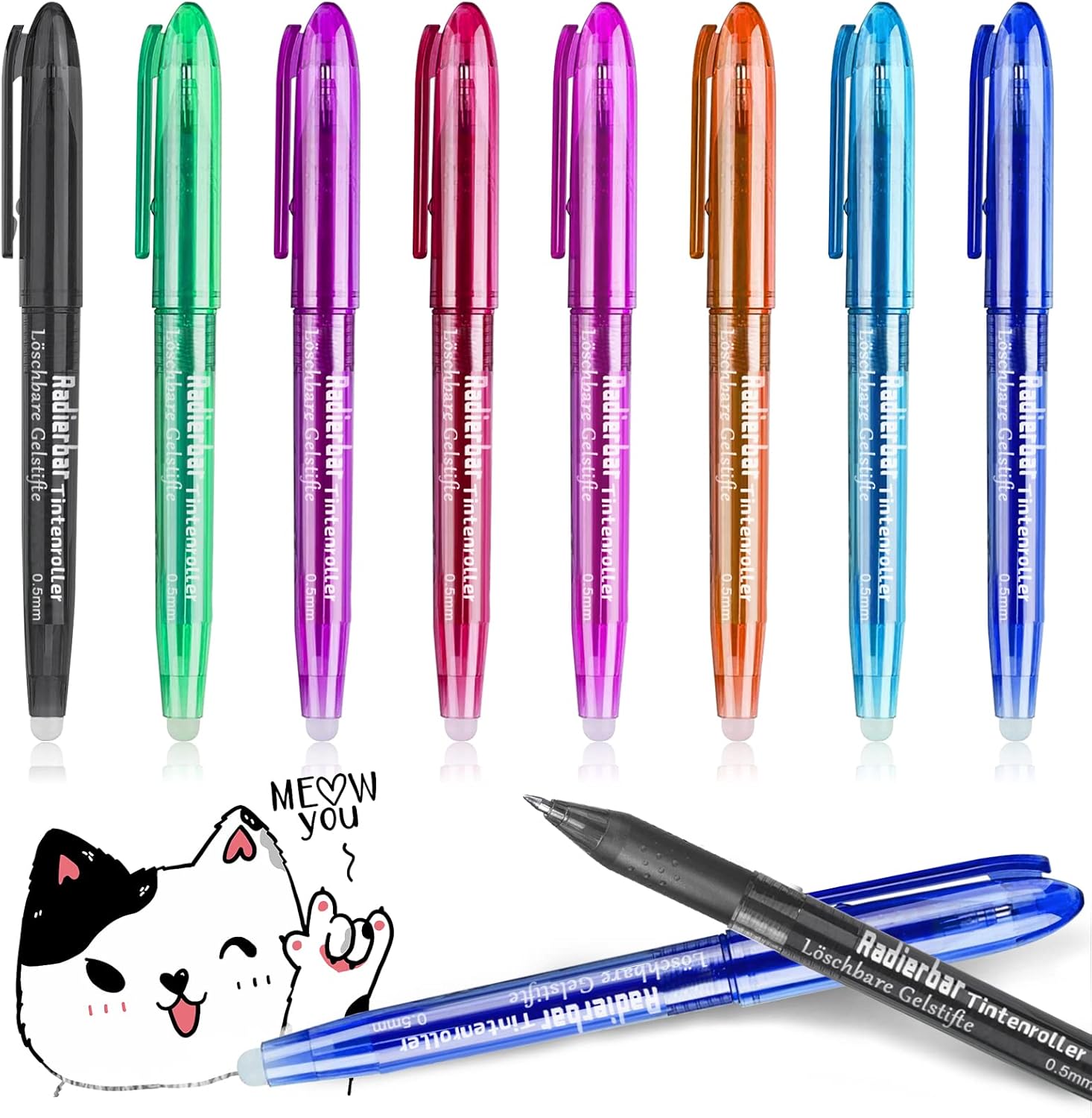 ariel-gxr 8 Couleurs Stylos Effaçables, 0,5 mm Stylos à Bille ...