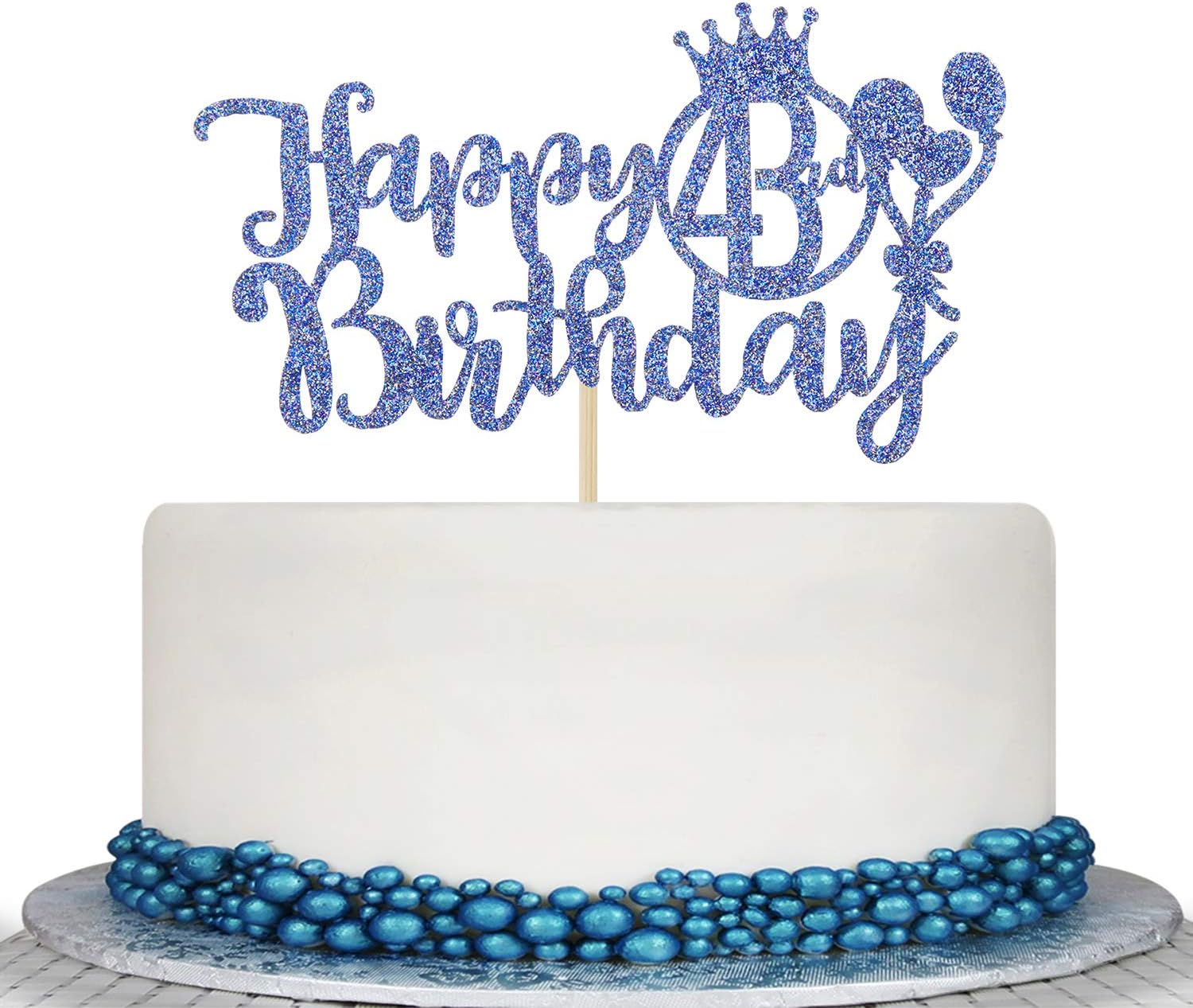 Blue Glitter Happy 43rd Birthday Cake Topper - Cheers To 43 Years Cake ...