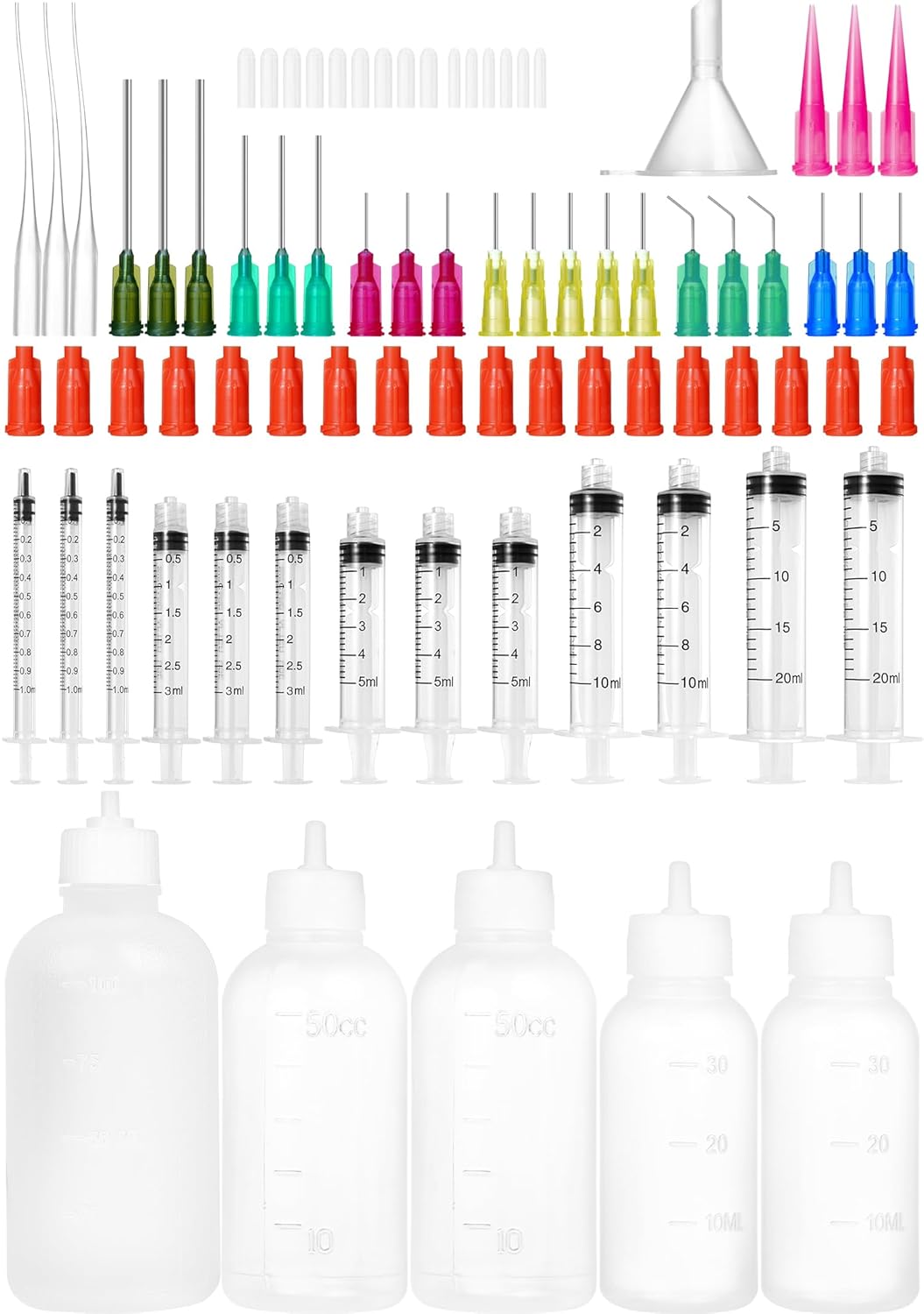 Glue Syringe Needle Tip Squeeze Bottles Set (1ml-100ml), 14G-25G Blunt ...