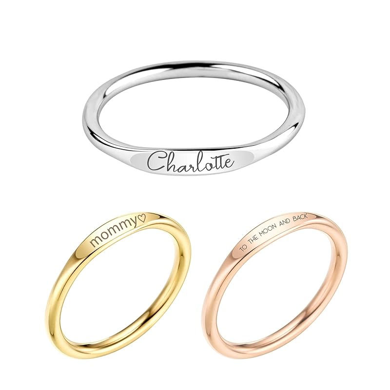 Amazon.com: Custom Name Ring Personalized Stacking Ring Mother's Day Gift Dainty Stackable Names ...