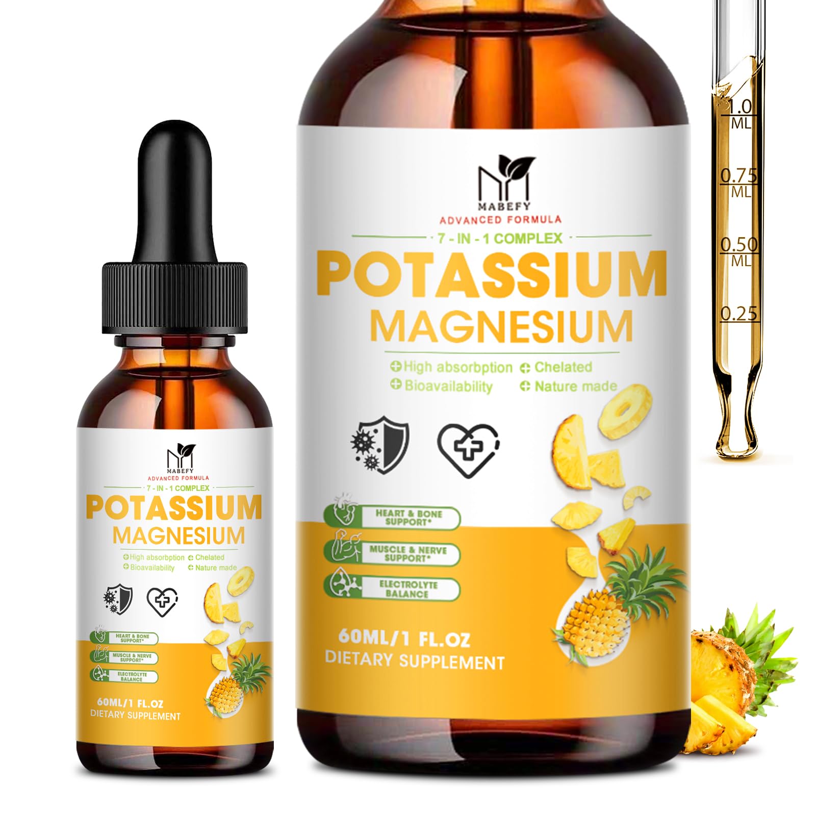 Amazon.com: 2 Pack Potassium Magnesium Calcium Supplement Liquid Drops ...