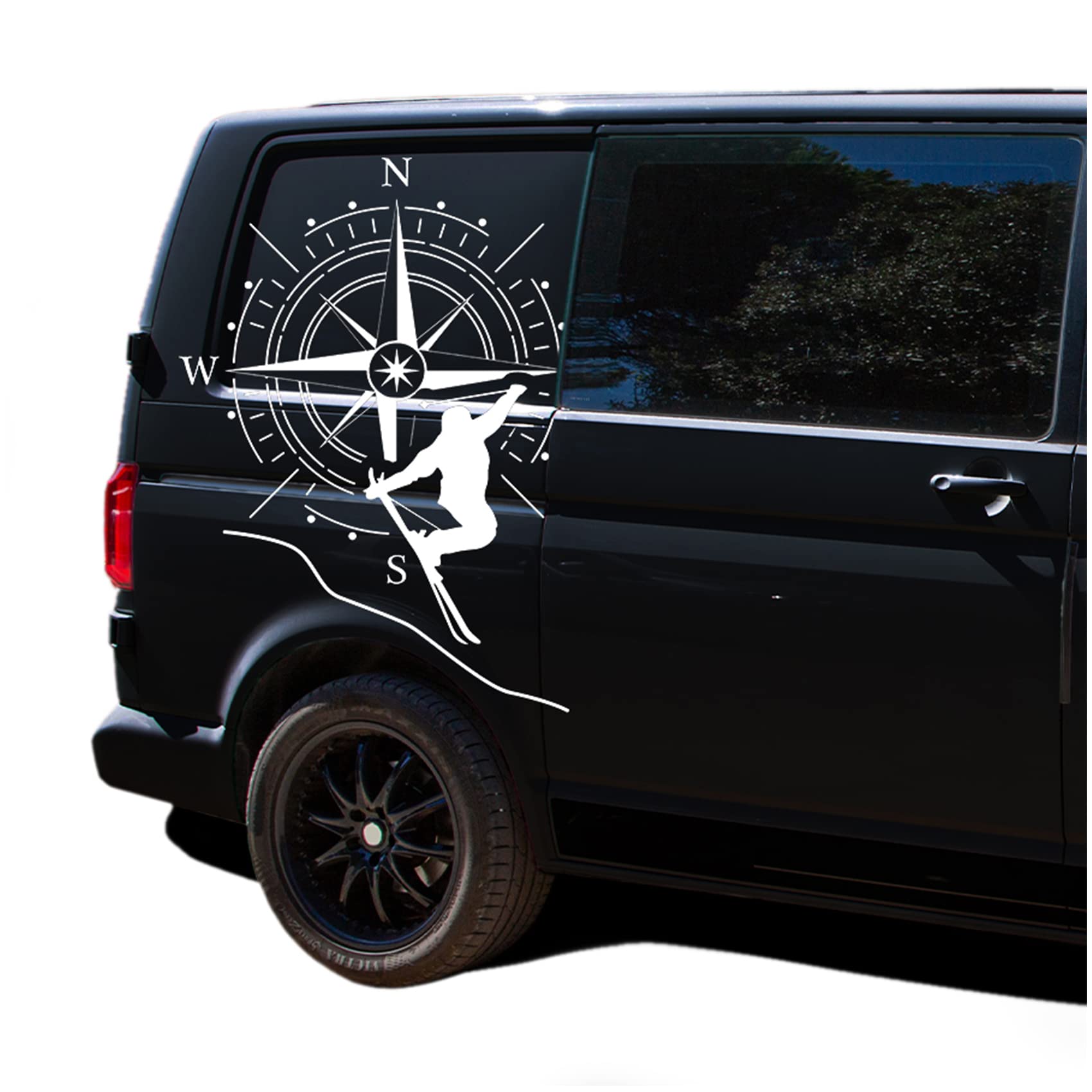 Autoaufkleber Kompass Sport Ski 77x60cm Windrose Sticker Folie für Auto ...