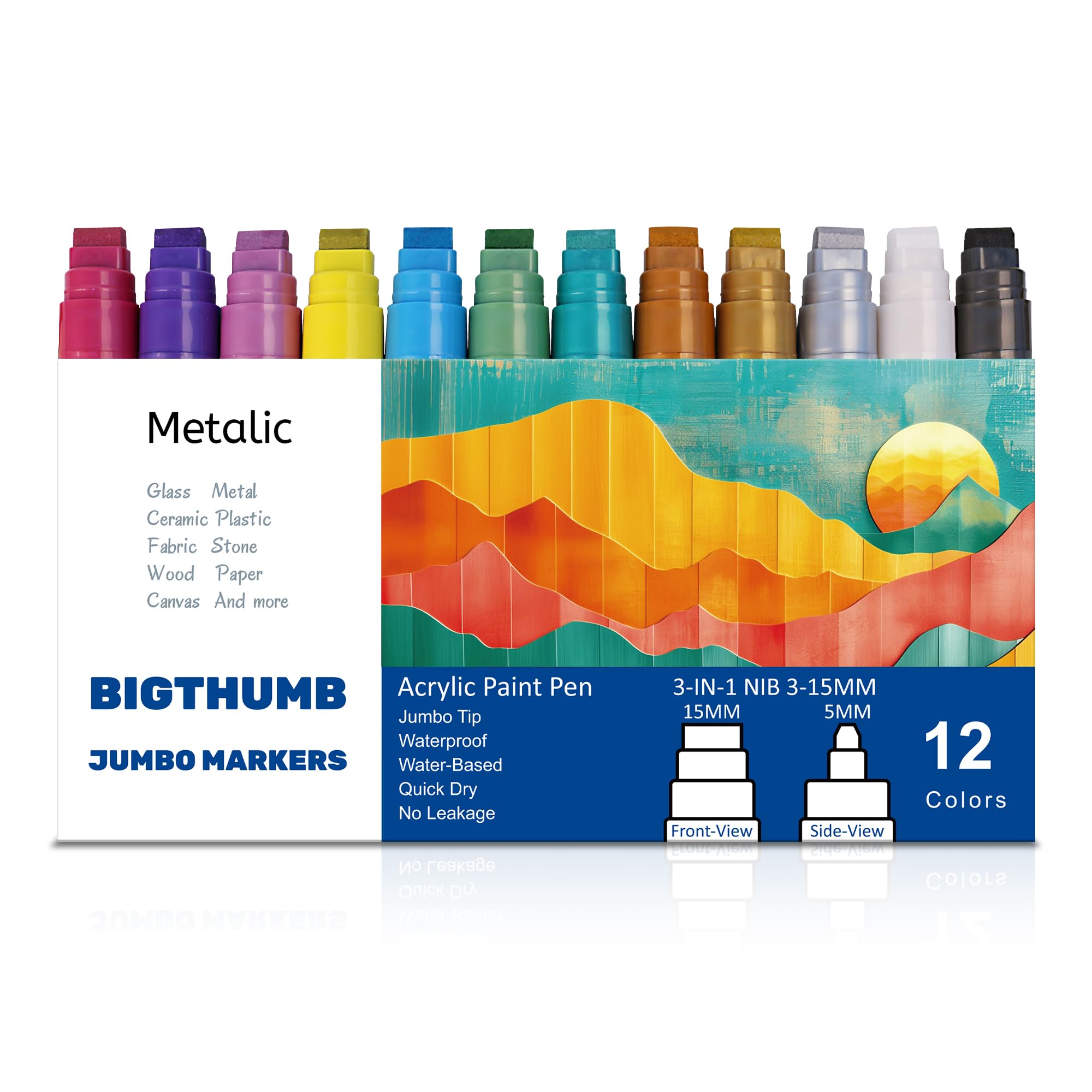 Amazon.com: BIGTHUMB Jumbo Graffiti Poster Markers Set: 12 Metallic ...